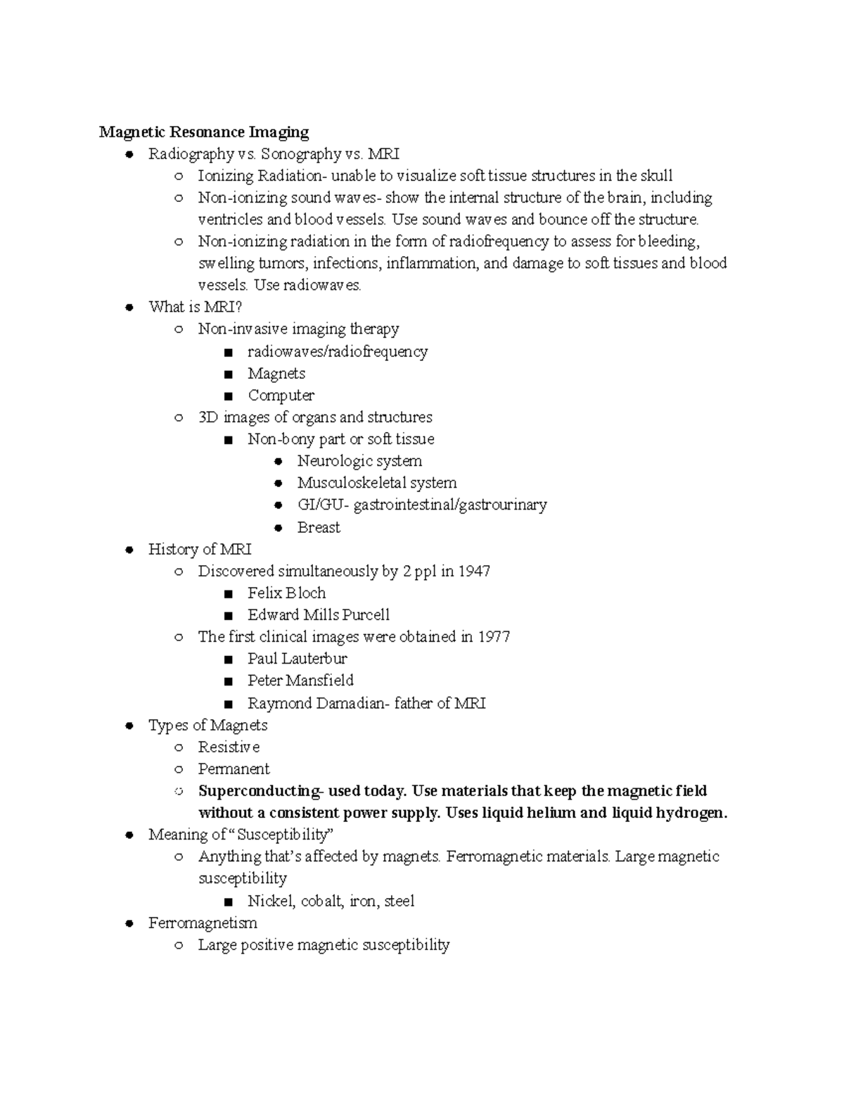 Magnetic Resonance Imaging Notes - 0DJQHWLF 5HVRQDQFH ,PDJLQJ Ɣ ...