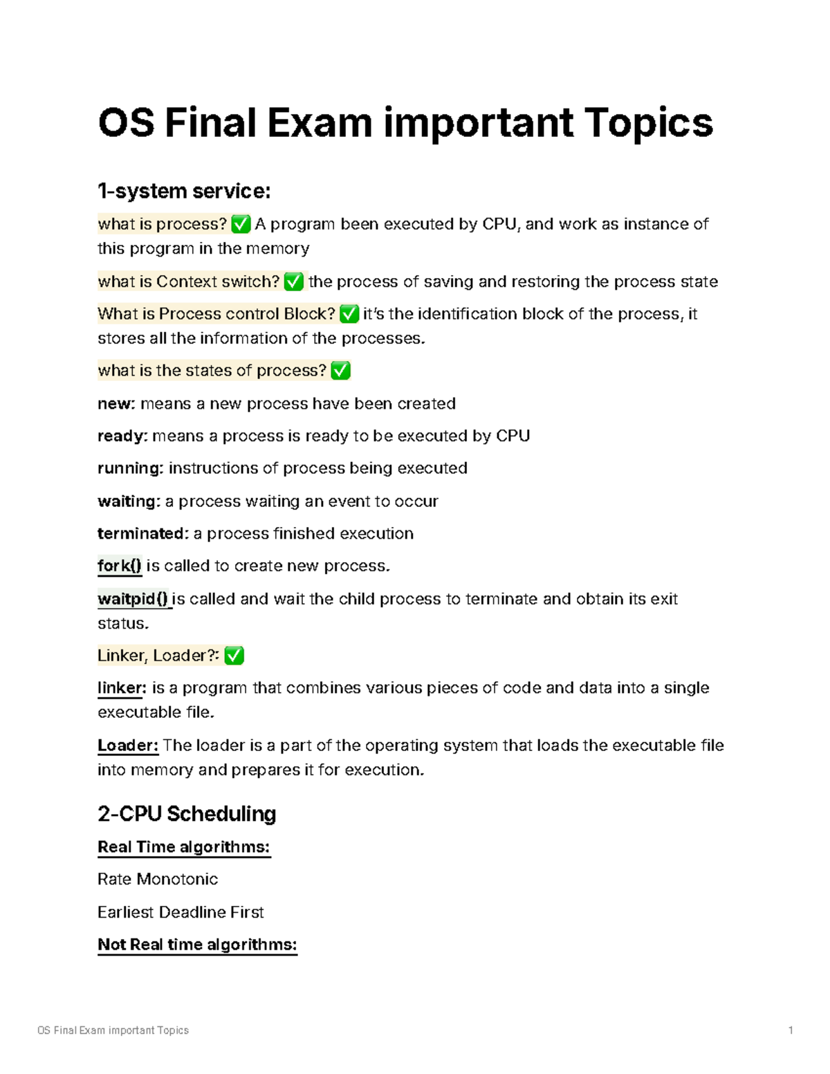 Look Before OS Exam - Summary Management Information System - OS Final ...