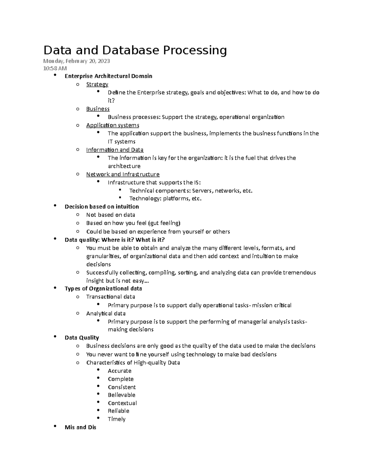 Data and Database Processing - Data and Database Processing Monday ...