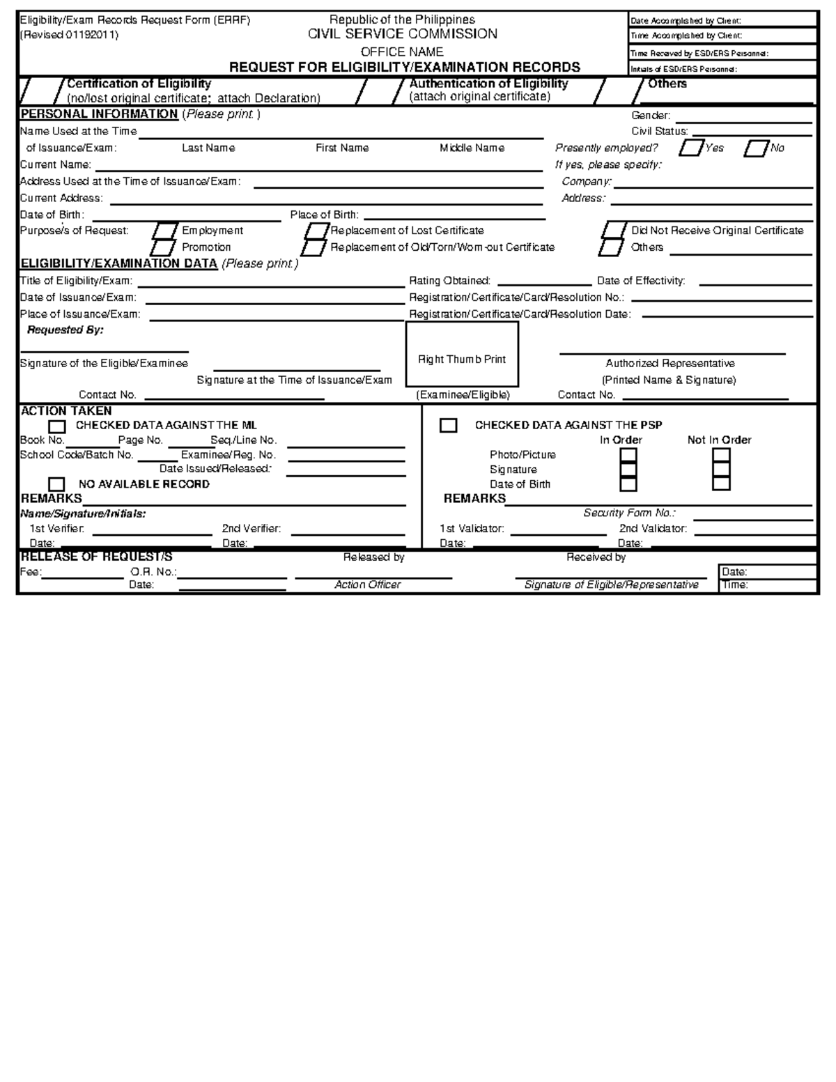 Errf - Dapak - Eligibility/Exam Records Request Form (ERRF) (Revised ...