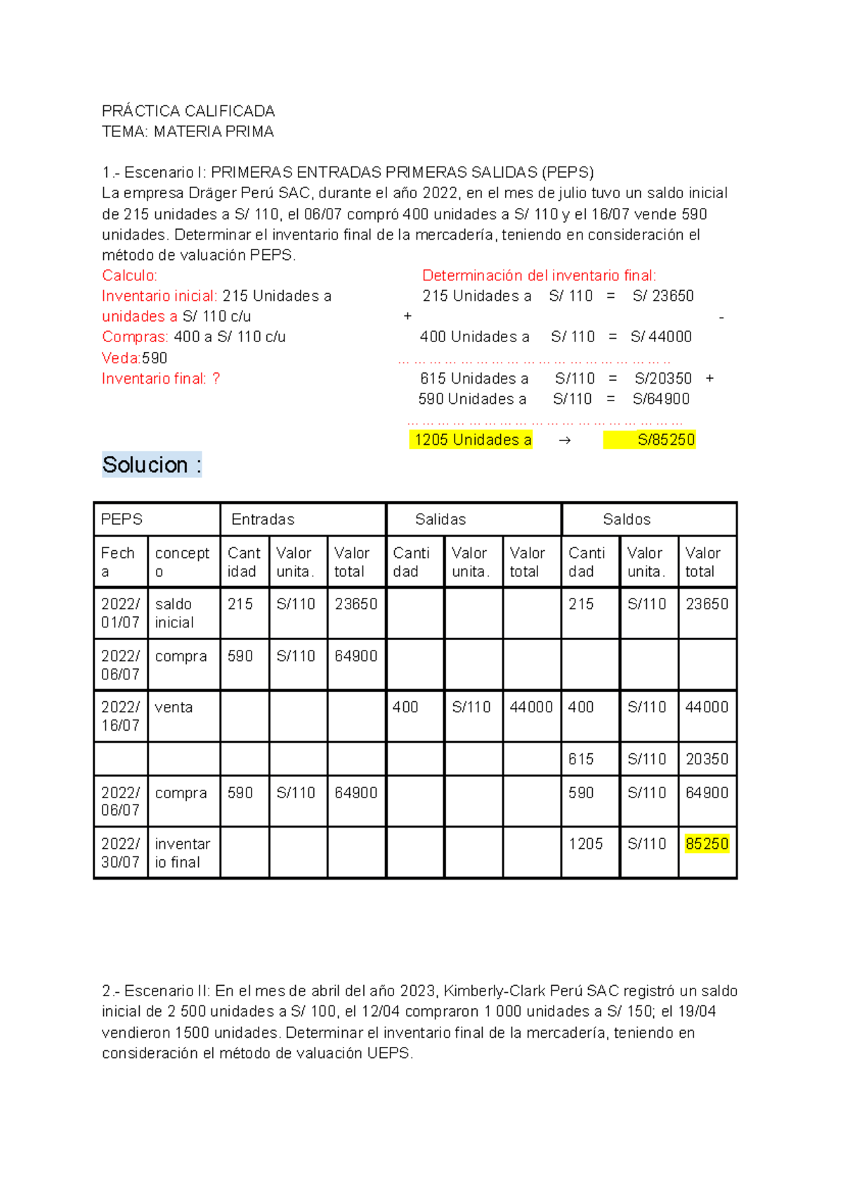 Costos actividad 2 - hfhh - PRÁCTICA CALIFICADA TEMA: MATERIA PRIMA 1 ...