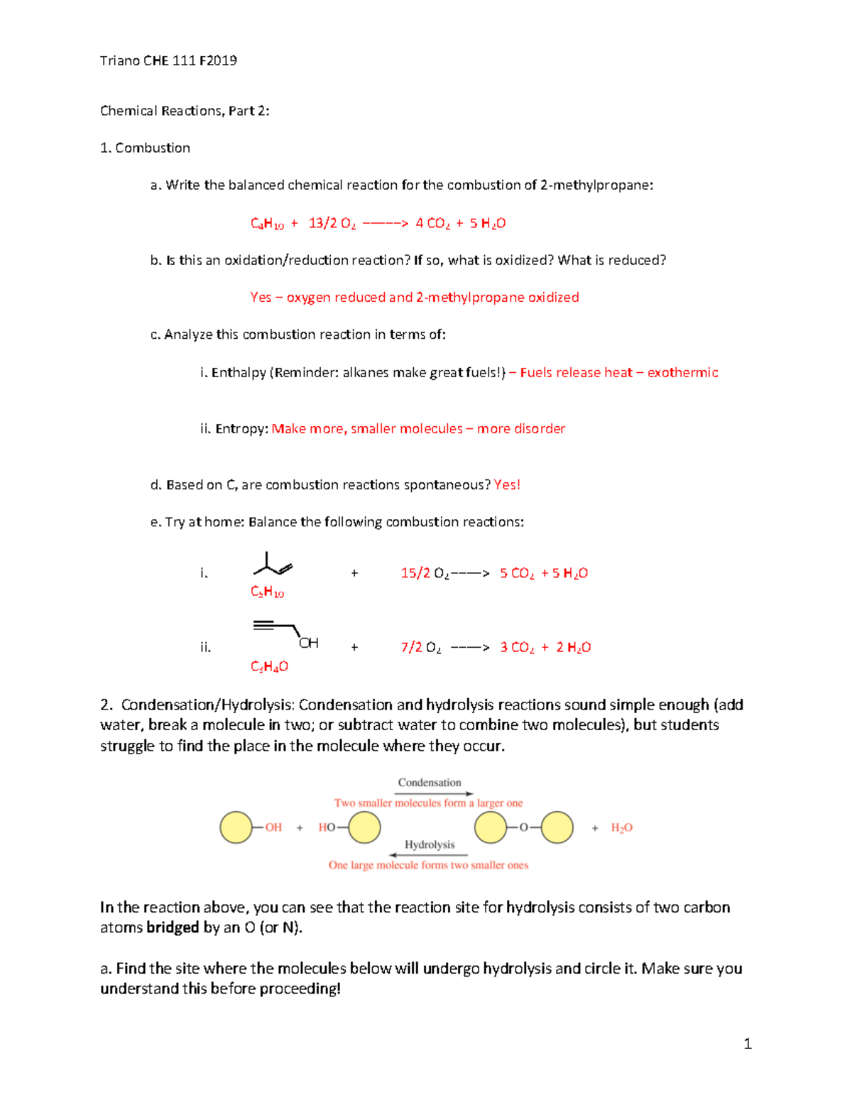 KEY - Chemical Reactions 2 - Chemical Reactions, Part 2: Combustion a ...