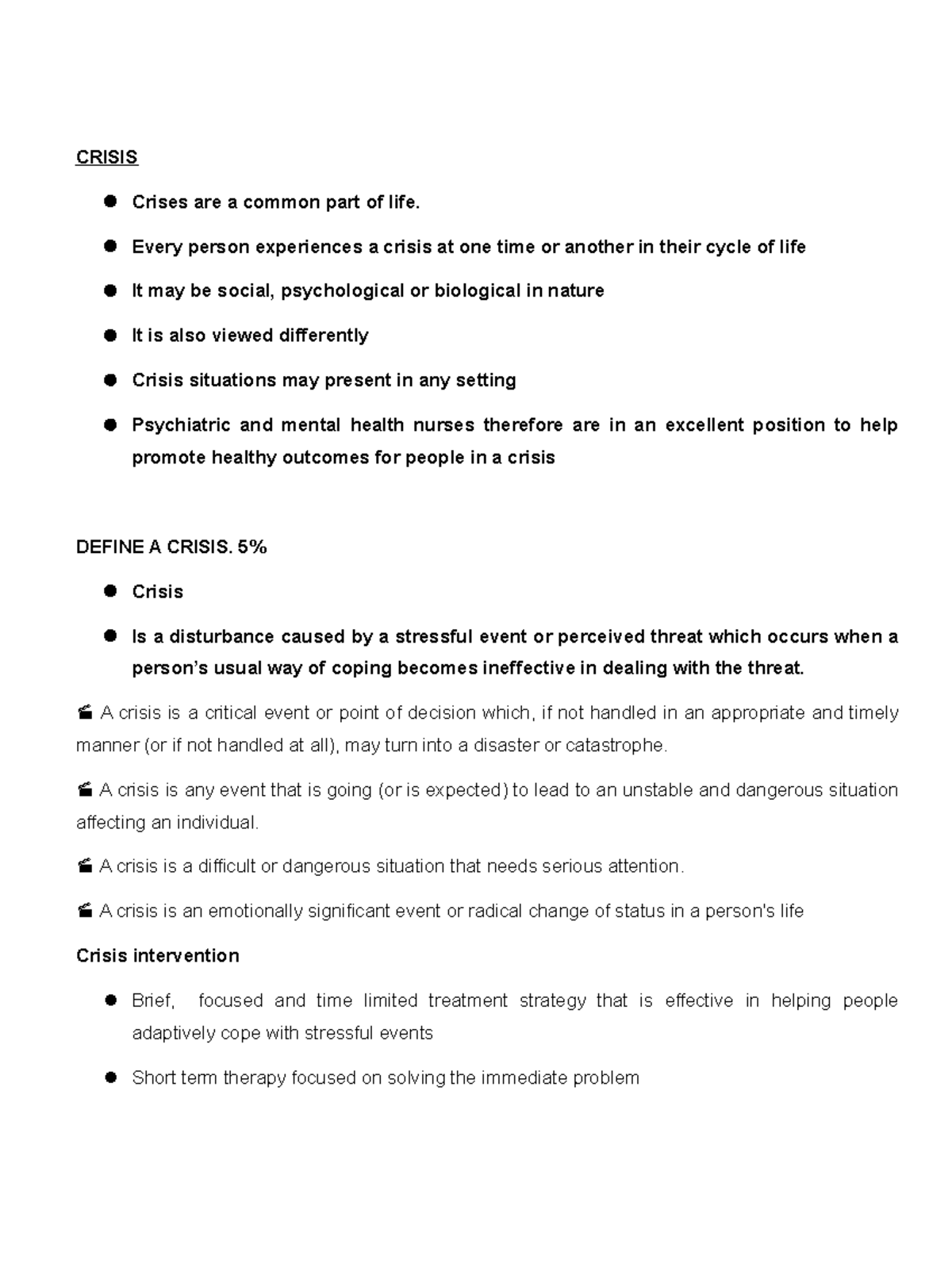 Crisis - study material - CRISIS Crises are a common part of life ...