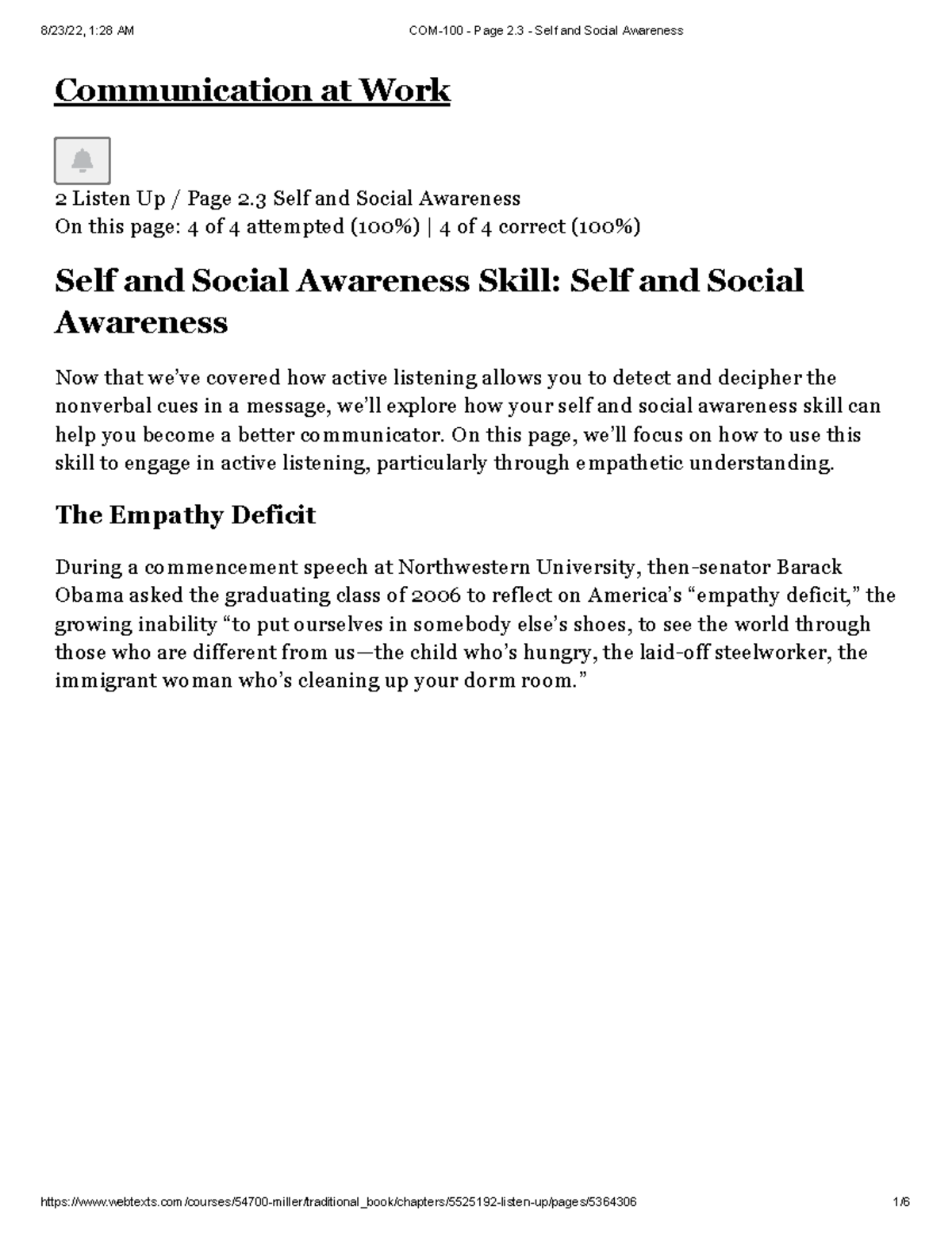 COM-100 - Page 2.3 - Self and Social Awareness - Communication at Work ...