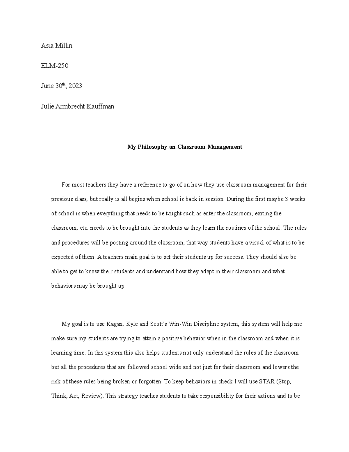 Classroom Management - During the first maybe 3 weeks of school is when ...