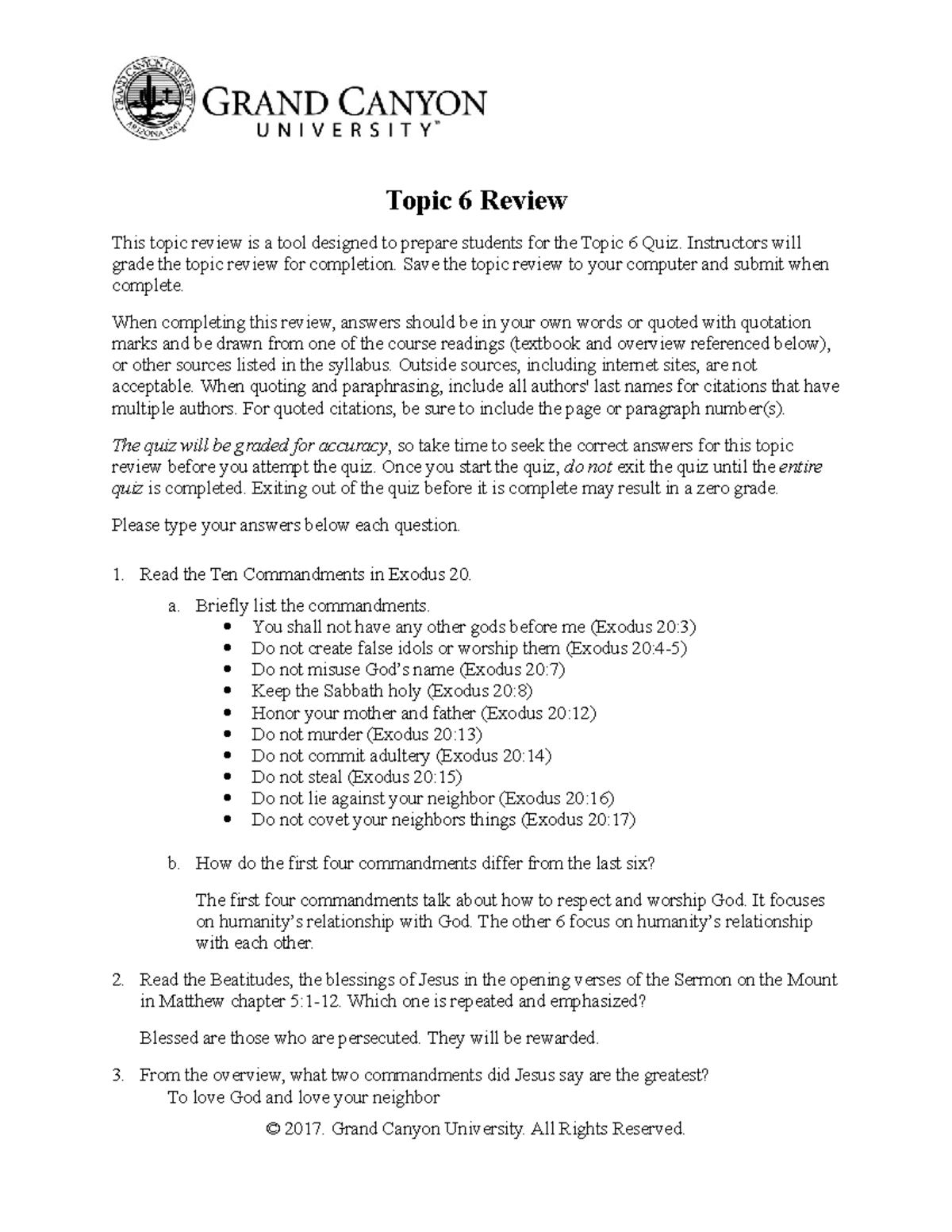 CWV 101 RS T6Review Online - Topic 6 Review This topic review is a tool ...