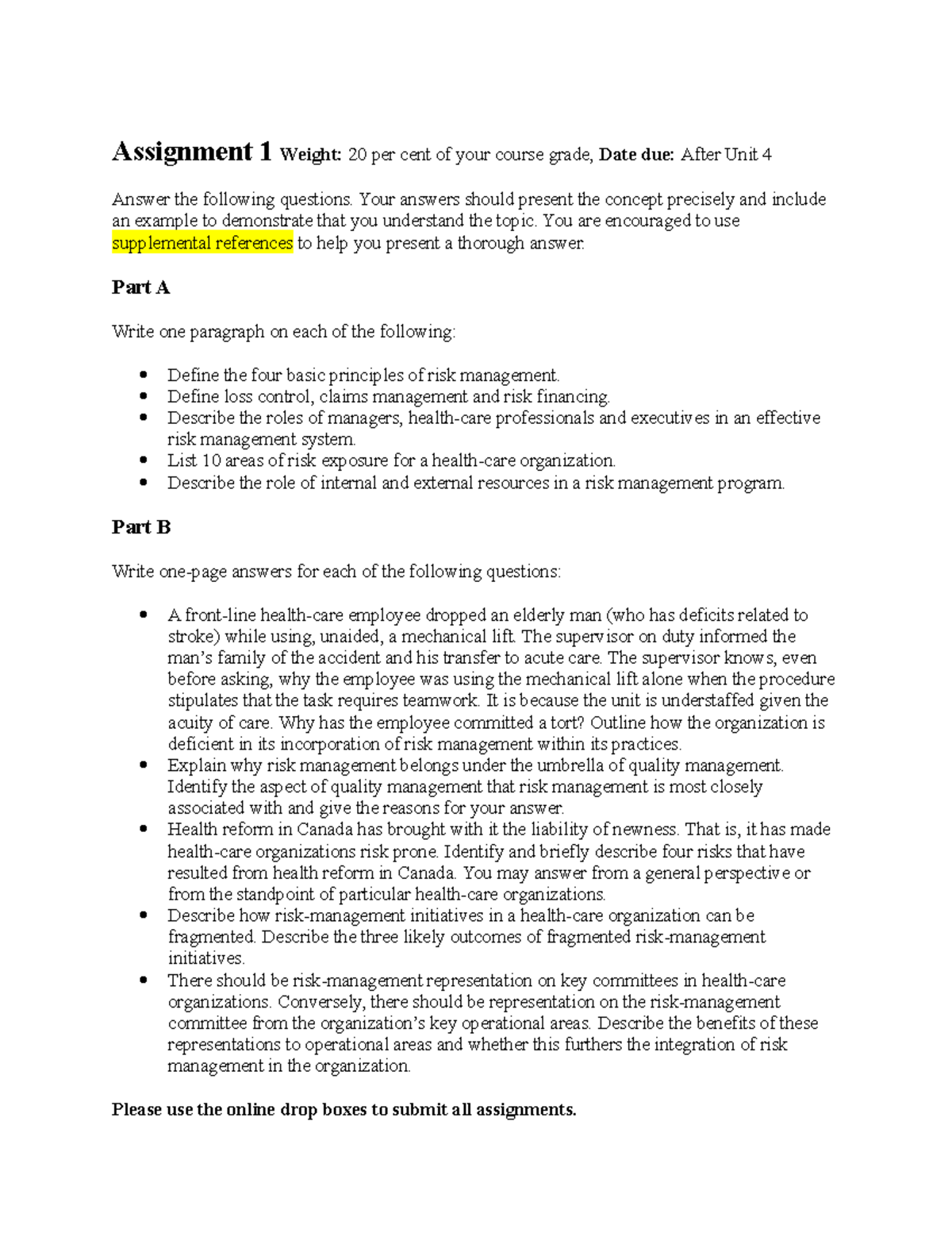 HADM 488 - Assignment 1 - Assignment 1 Weight: 20 per cent of your course grade, Date due: After ...