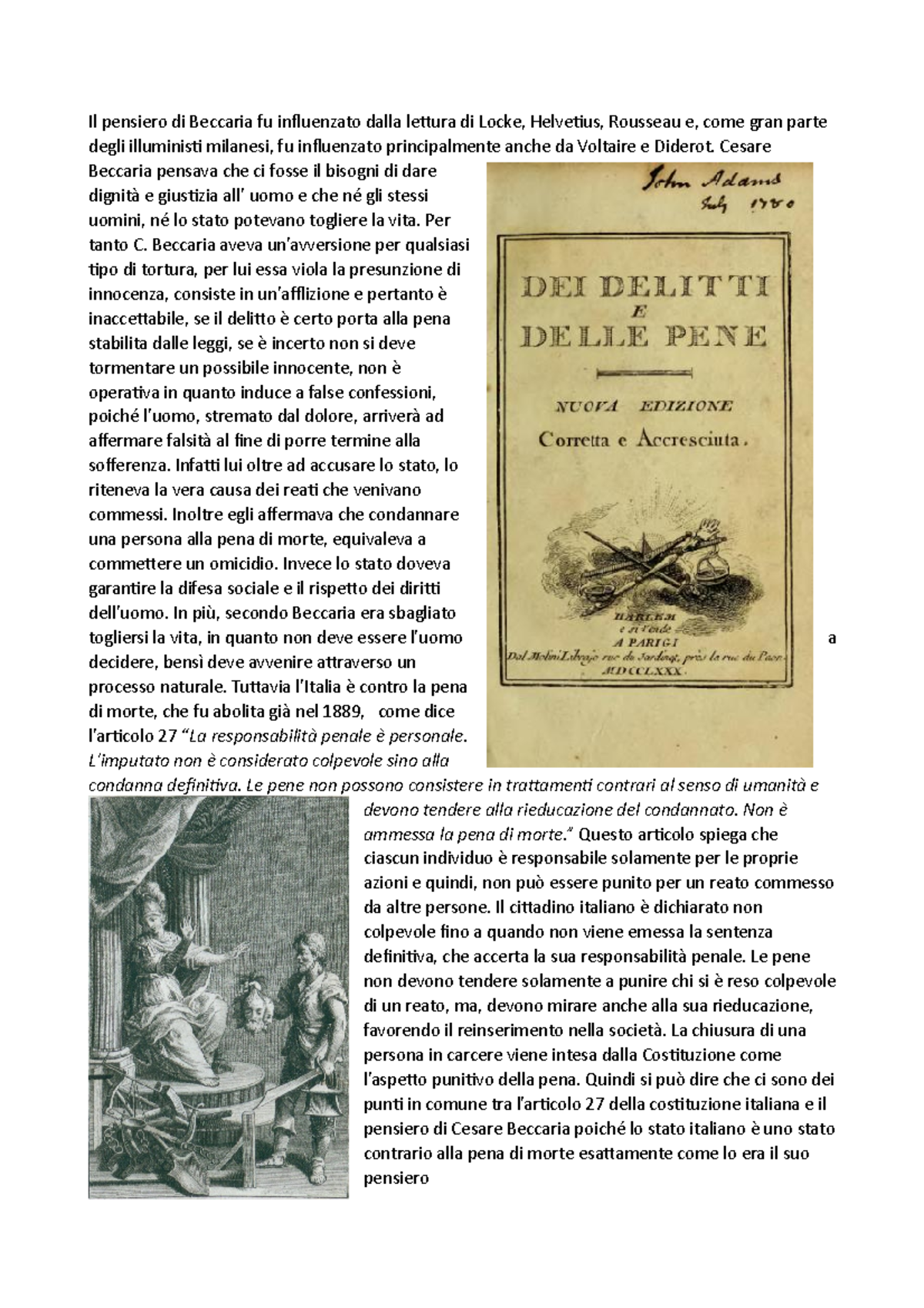Il pensiero di Beccaria 2 - Cesare Beccaria pensava che ci fosse il ...