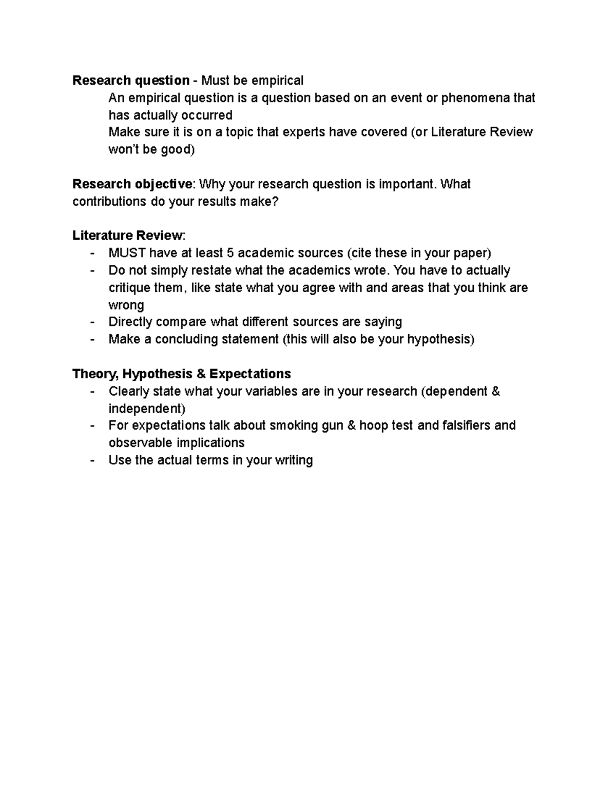 How to Write POLS1009 - Research question - Must be empirical An ...