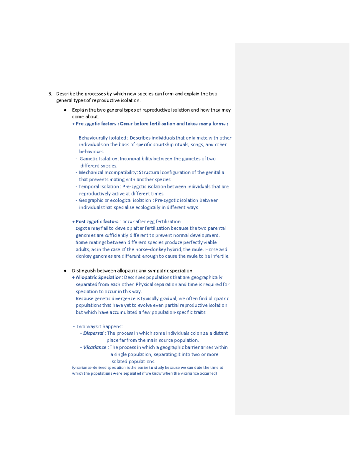 Bio1011 study guide 3 - Describe the processes by which new species can ...