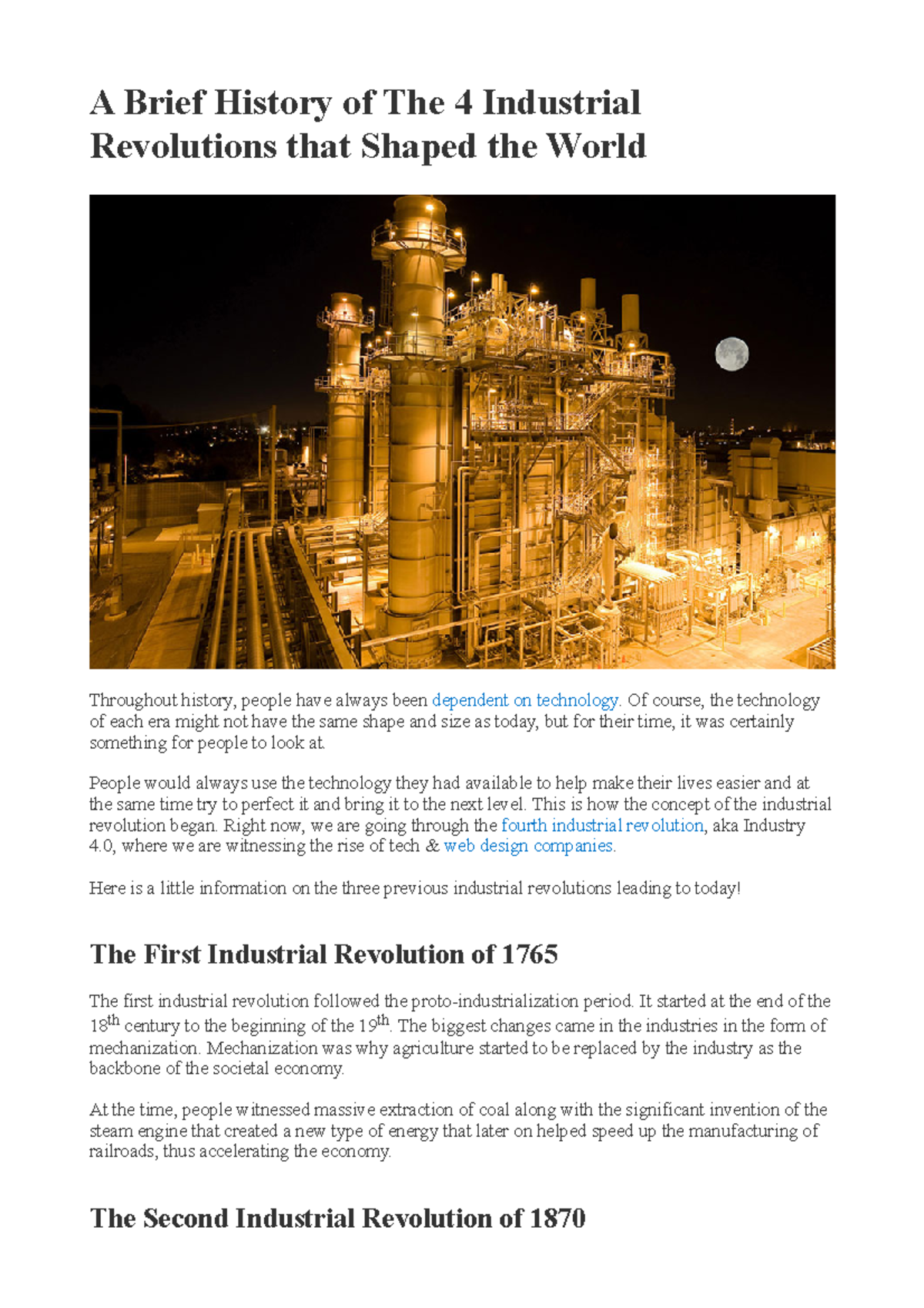 A Brief History of The 4 Industrial Revolutions that Shaped the World ...