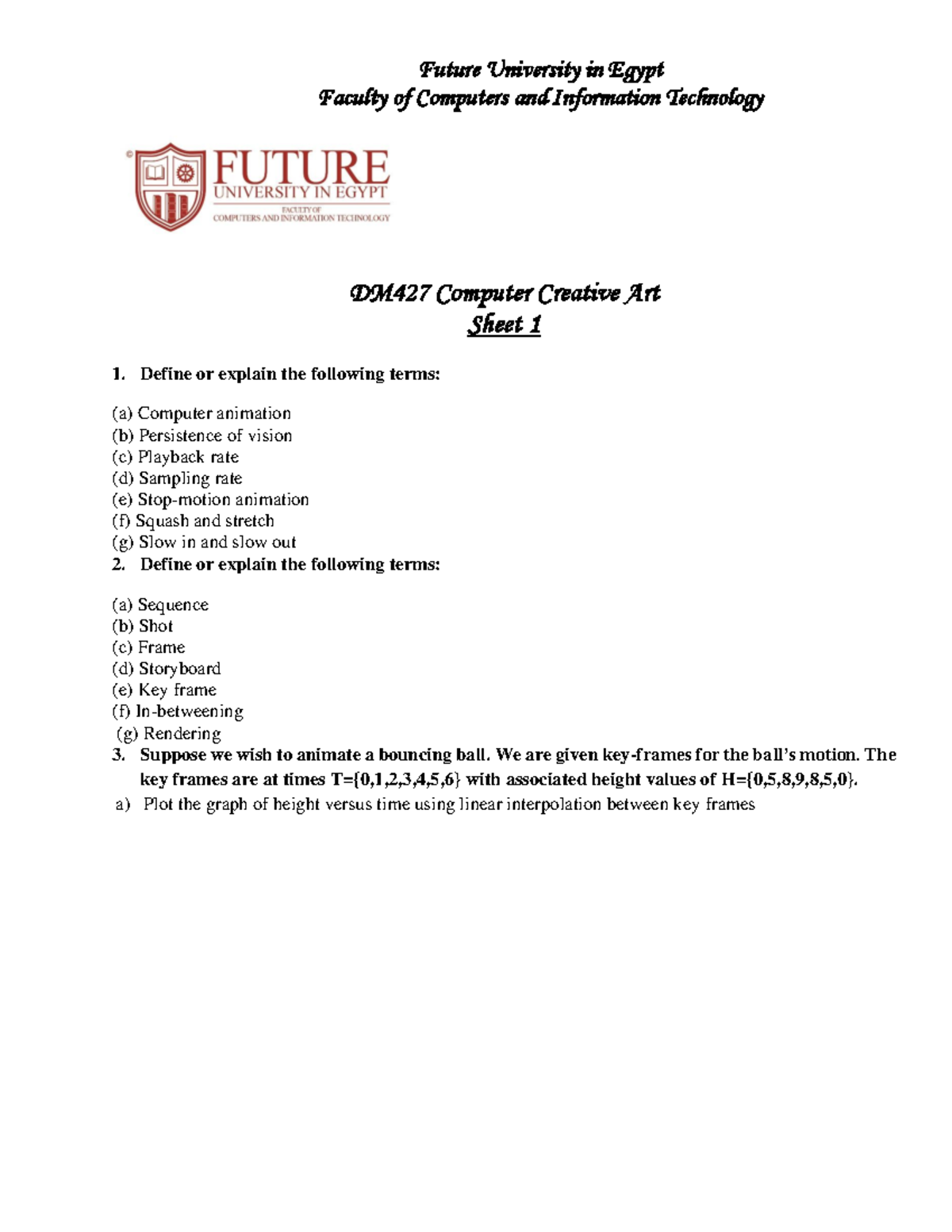 Computer Creative Art Sheet 1 - Faculty of Computers and Information ...