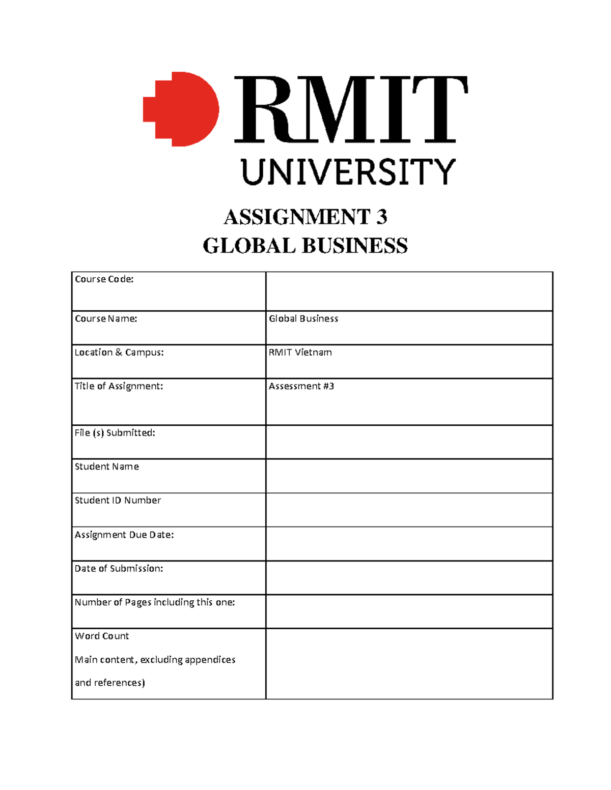 Global Business Sample DI Assignment 3 RMIT Dr Nhanh Assignment ...