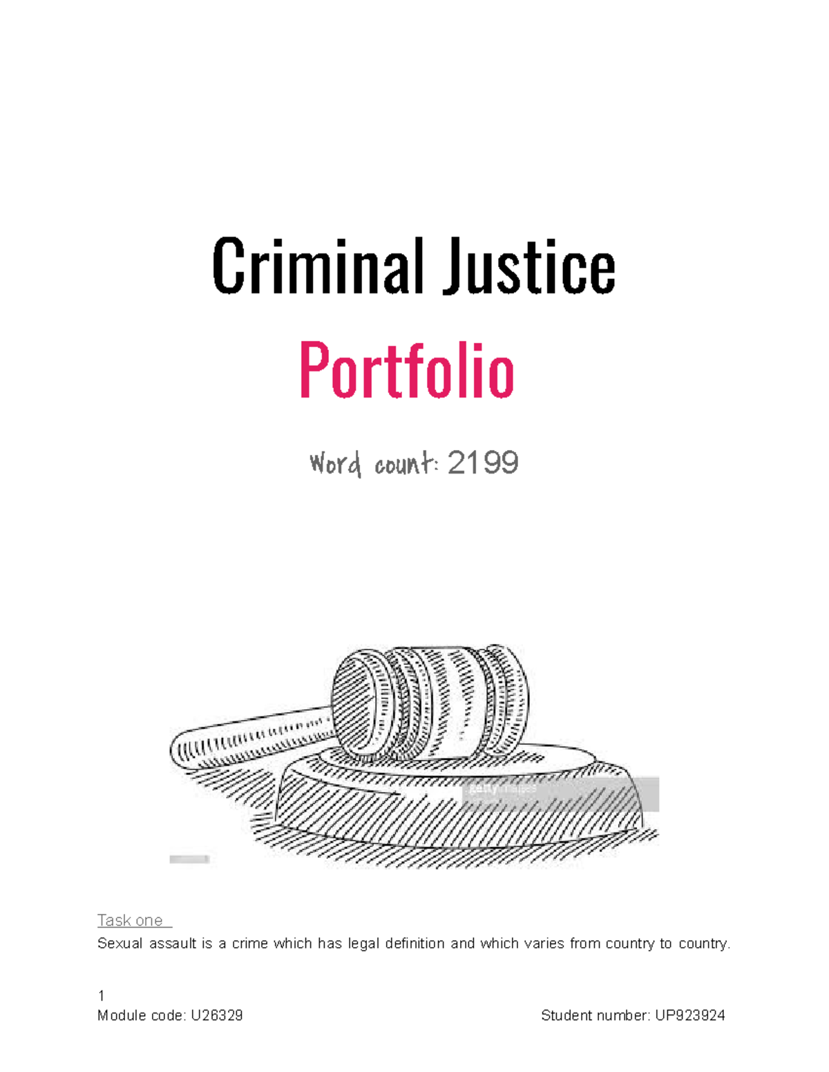Criminal Justice Portfolio - Criminal Justice Portfolio Word count ...