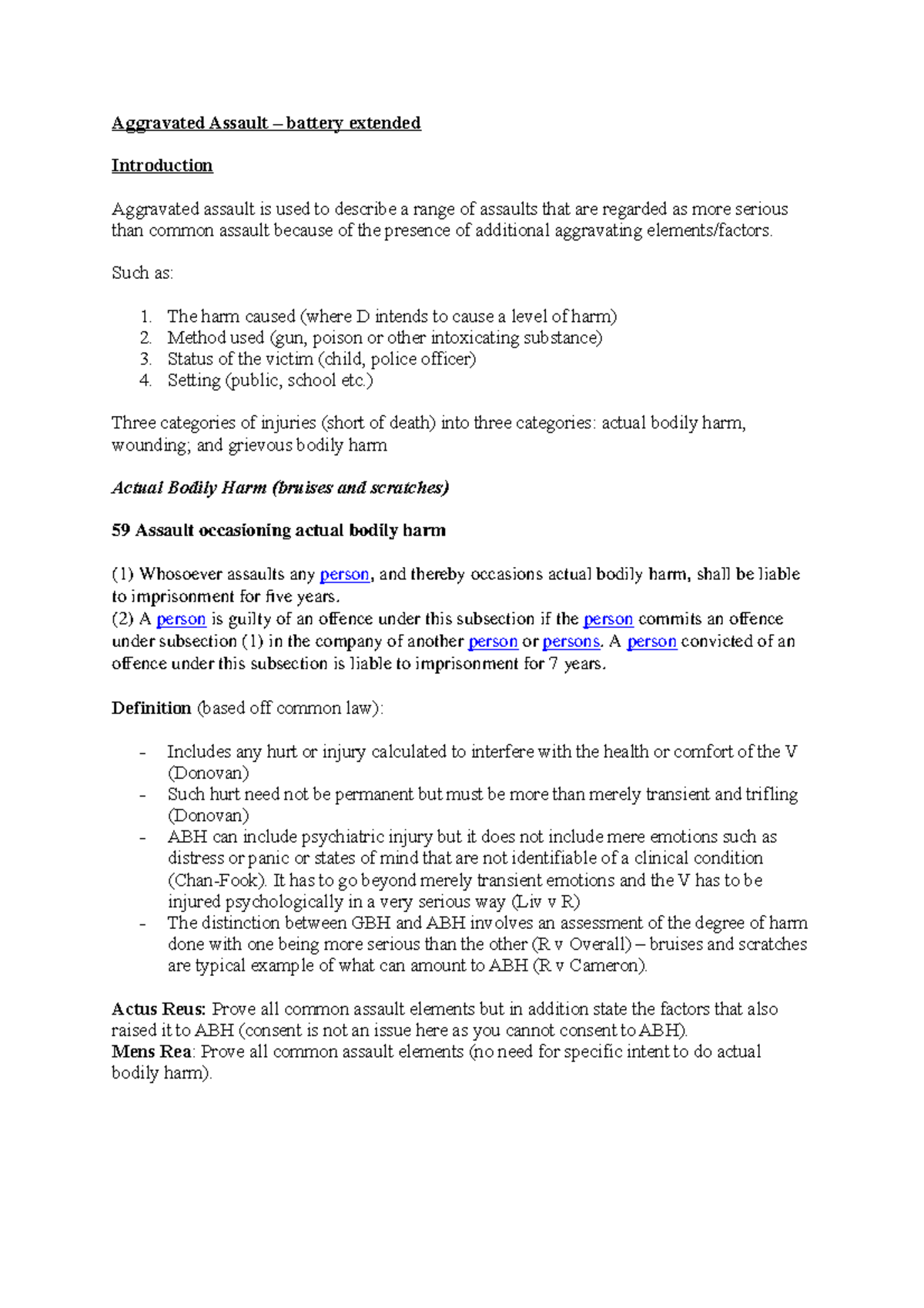Criminal Law 2 Exam notes - Warning: TT: more functions defined than ...