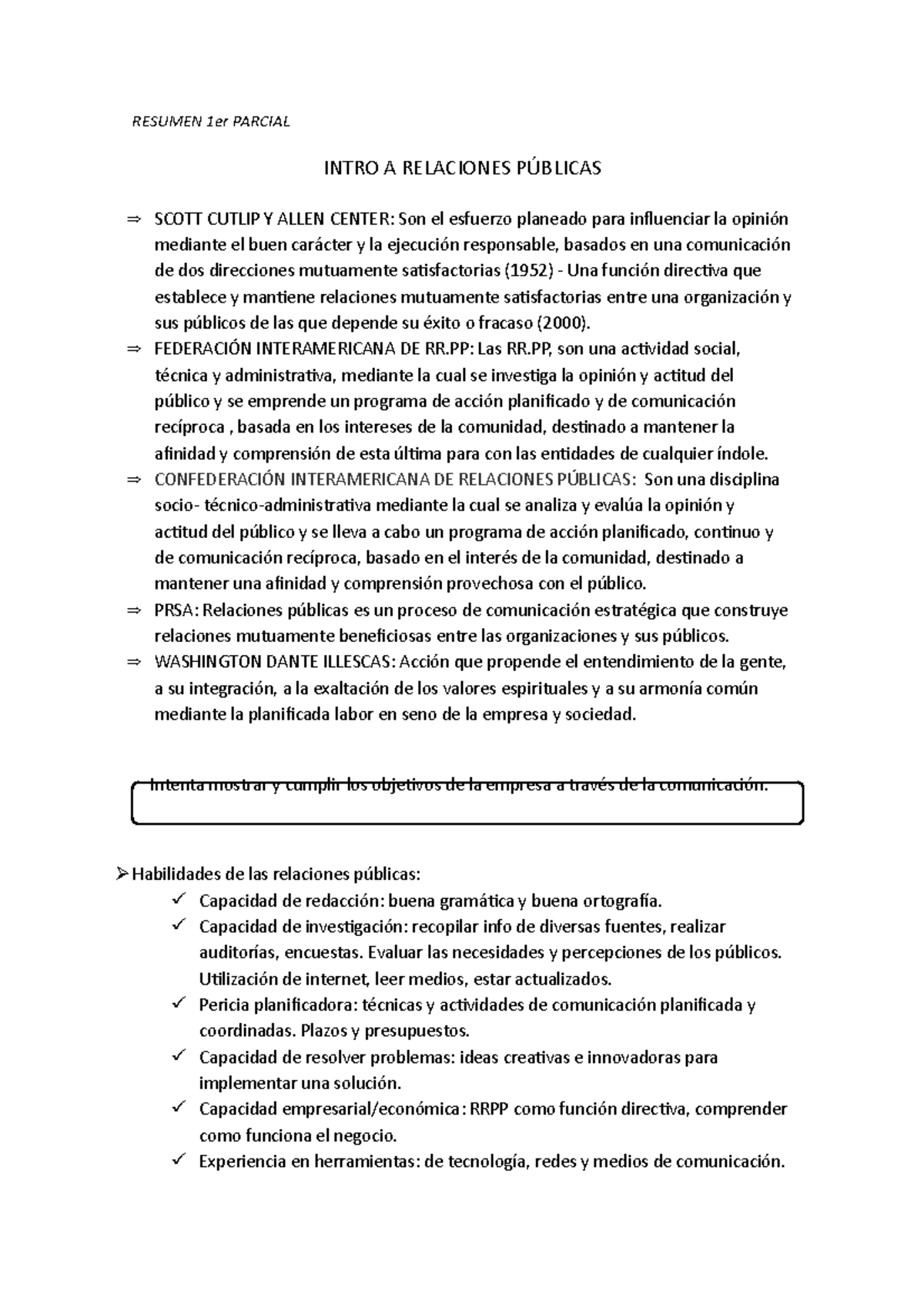 Resumen RRPP primer parcial - RESUMEN 1er PARCIAL INTRO A RELACIONES ...