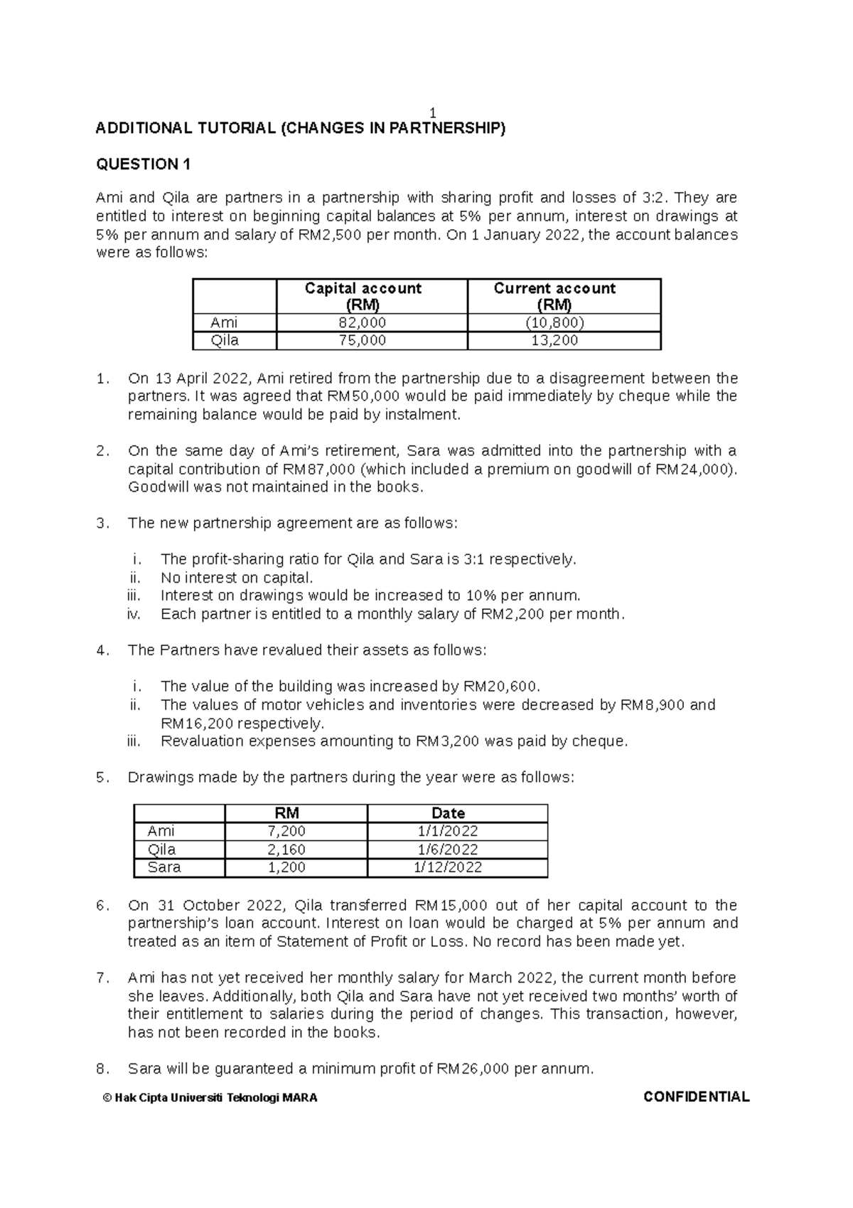 Additional Tutorial Changes in Partnership - ADDITIONAL TUTORIAL (CHANGES IN PARTNERSHIP ...