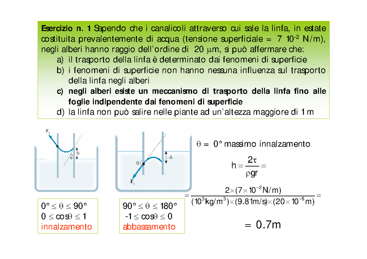 Esercitazione 1 - esercizi su idrostatica con soluzioni - fisica I - a.a. 2014/2015 - Esercizio ...