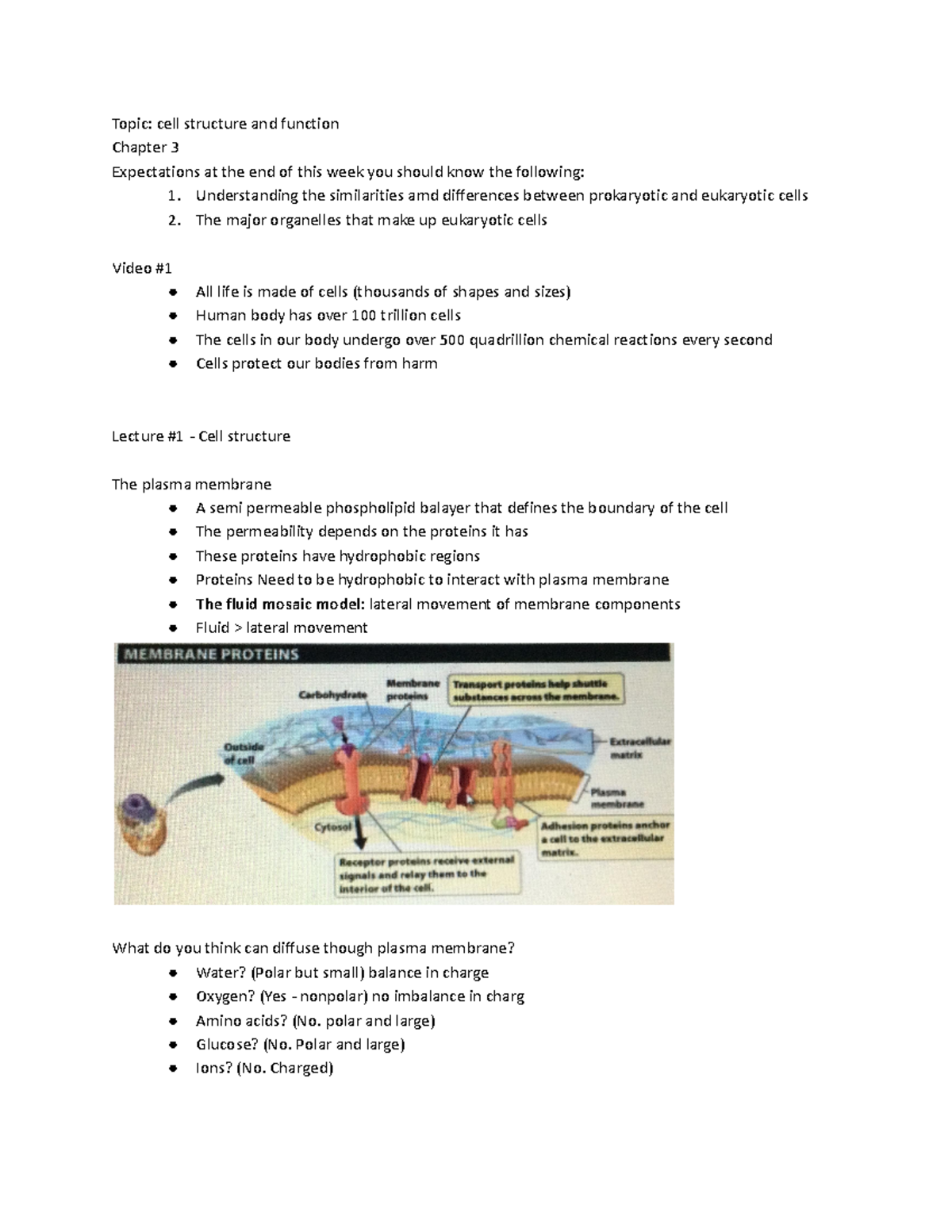 Essencials of biology week 3 - Topic: cell structure and ...