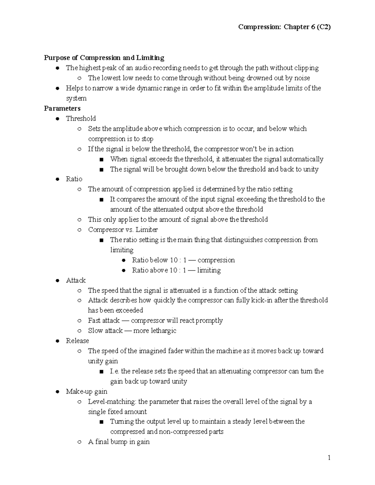 Notes from the lecture on Compression - Compression: Chapter 6 (C2 ...