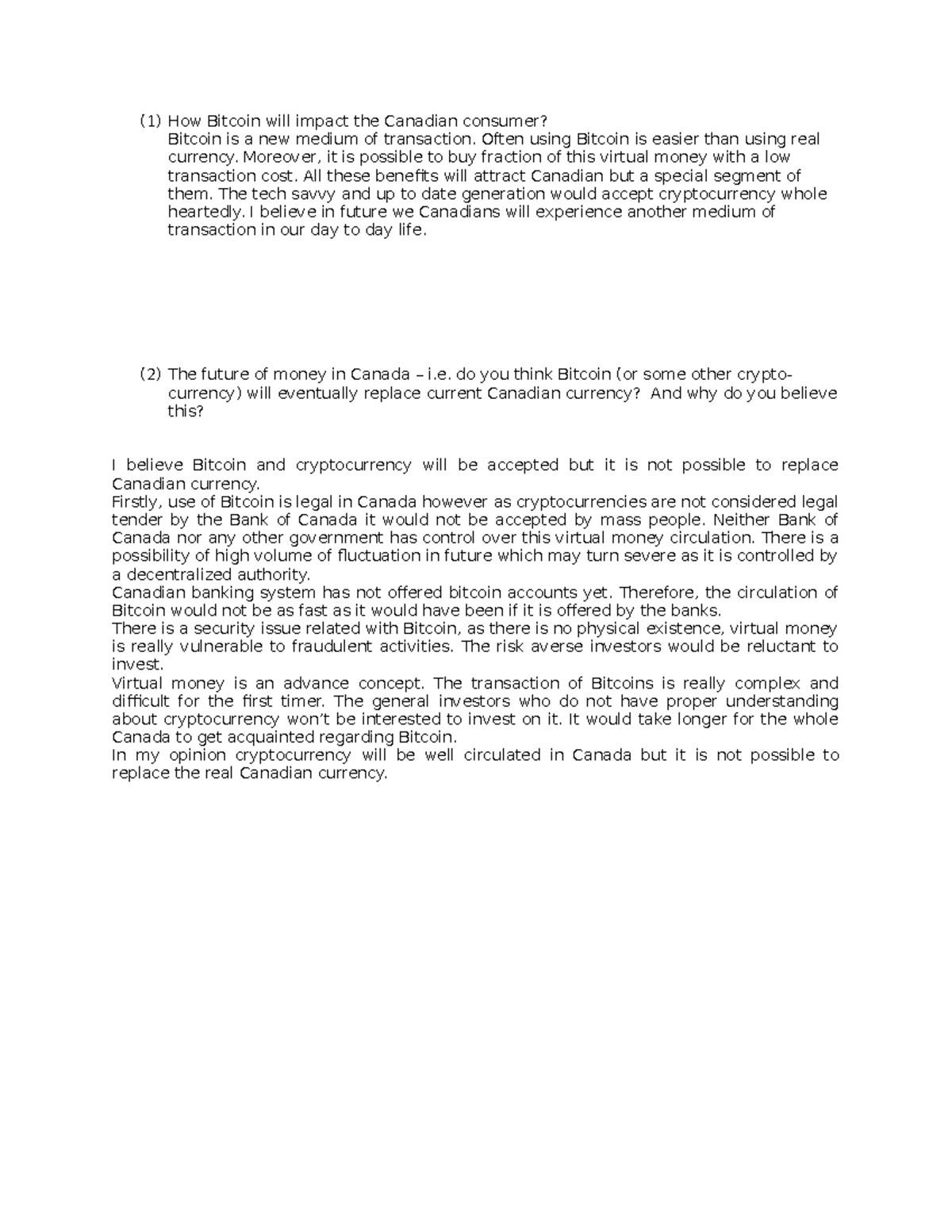 Assignment 2 case study on bitcoins-Pros and cons - (1) How Bitcoin ...