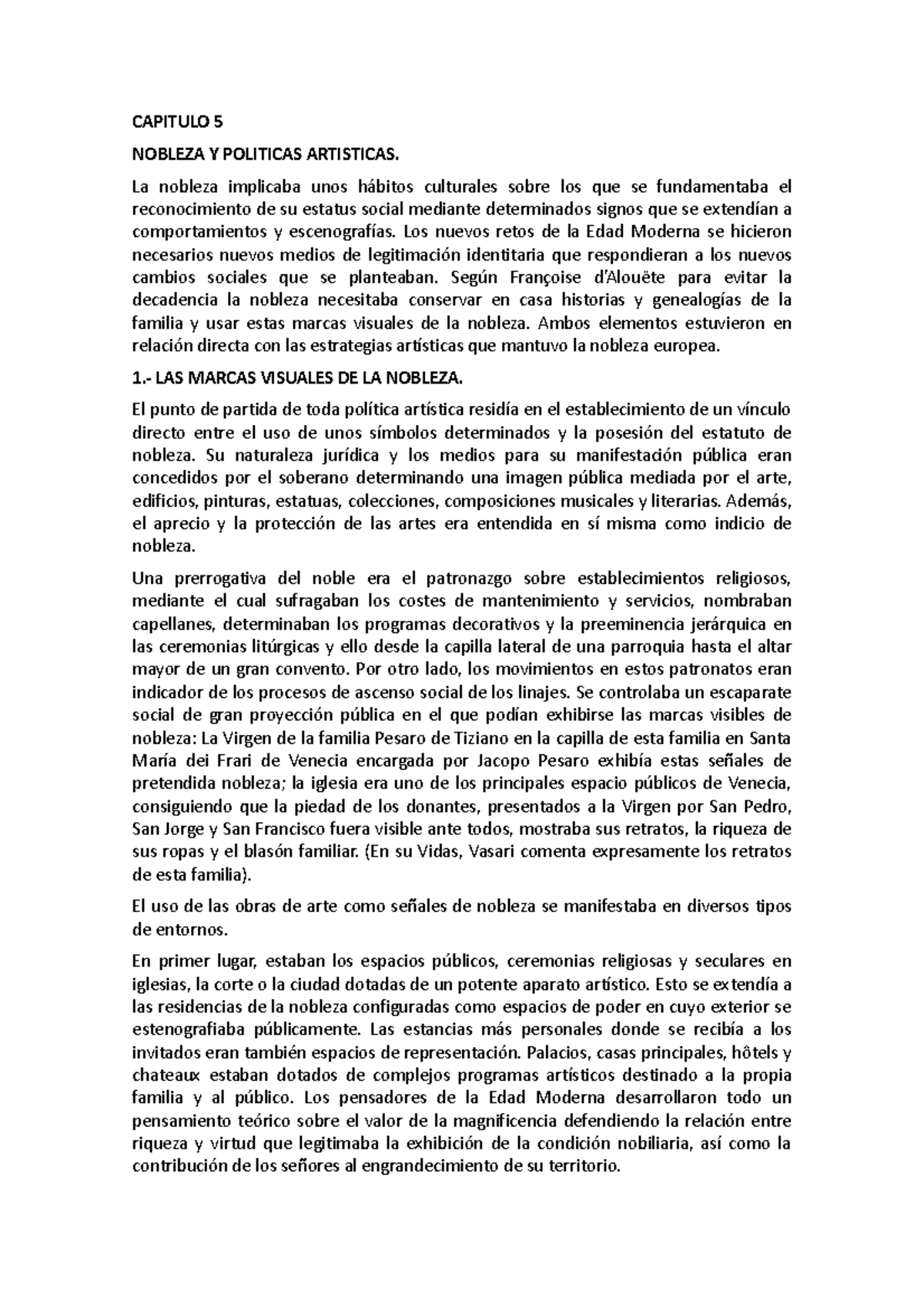 Apuntes ARTE y Poder Temas 5 a 13 - CAPITULO 5 NOBLEZA Y POLITICAS ...