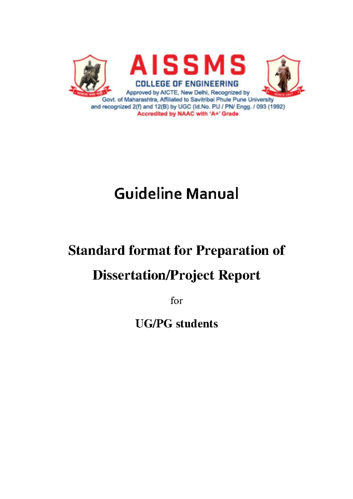 Guidlines for Project Report Preperation - Guideline Manual Standard format for Preparation of ...
