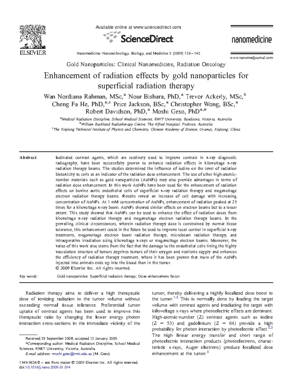Enhancement of radiation effects by gold nanoparticles for Superficial ...