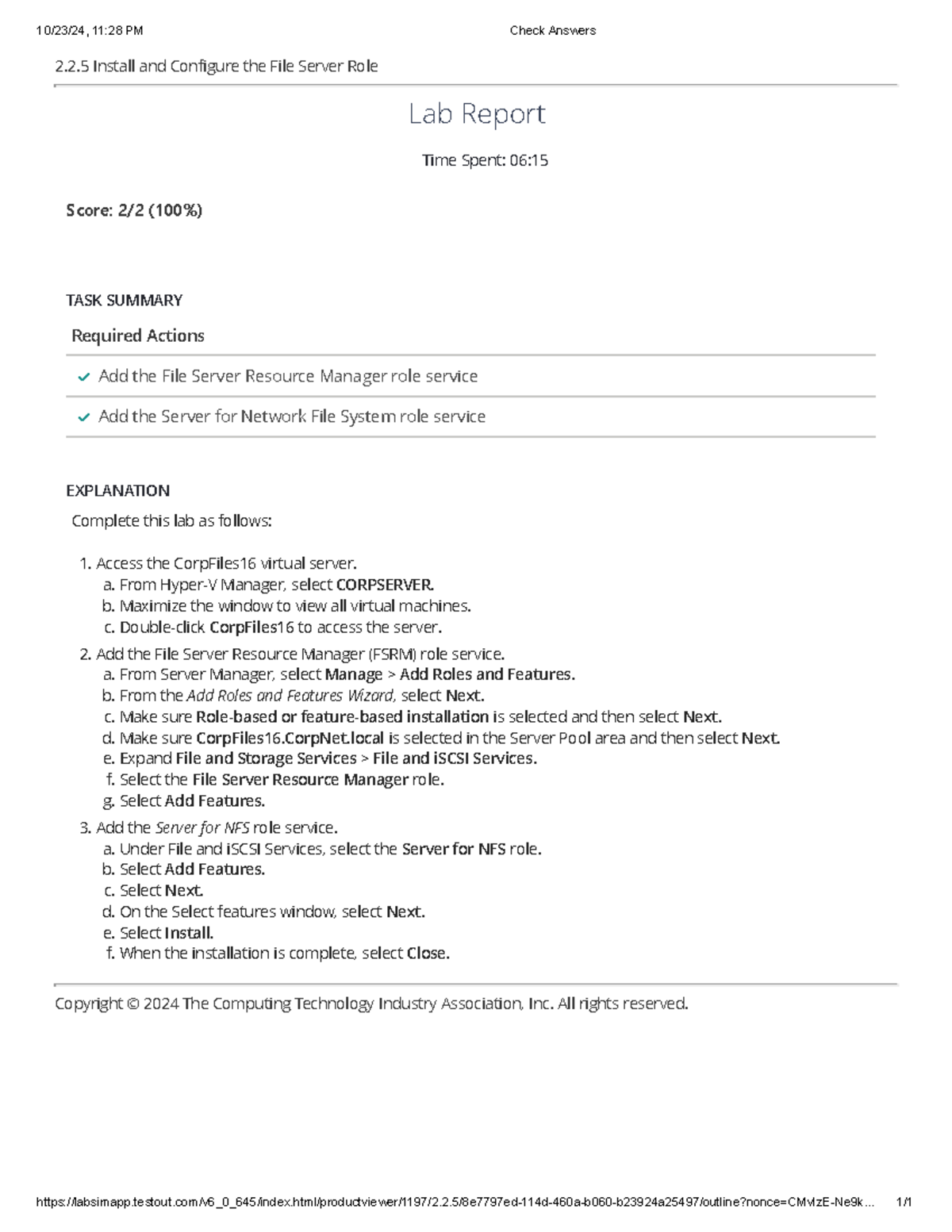 Install and Configure the File Server Role - 2.2 Install and Configure the File Server Role Lab ...