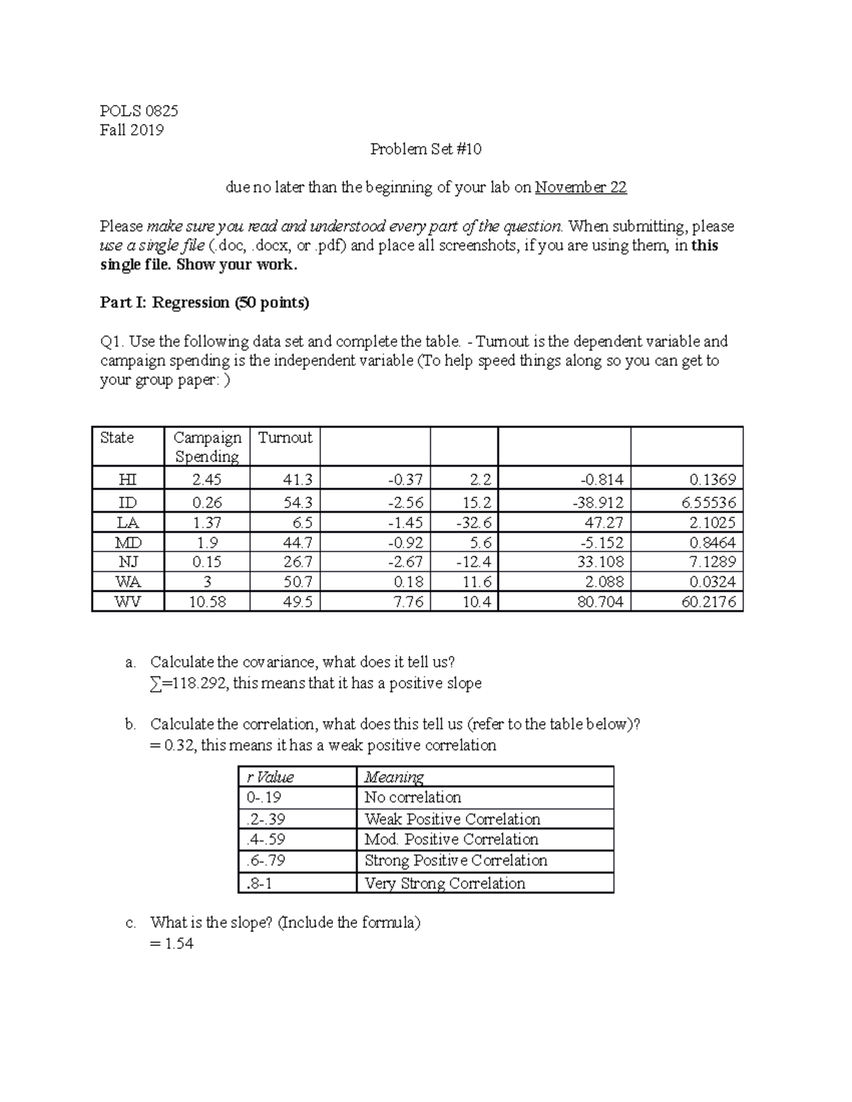 Problem Set 10 Pols 0825 Fall 2019 Problem Set Due No Later Than The Beginning Of Your Lab