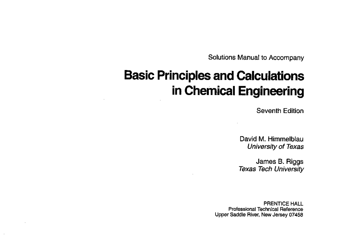 Solutions manual to accompany Basic principles and calculations in ...
