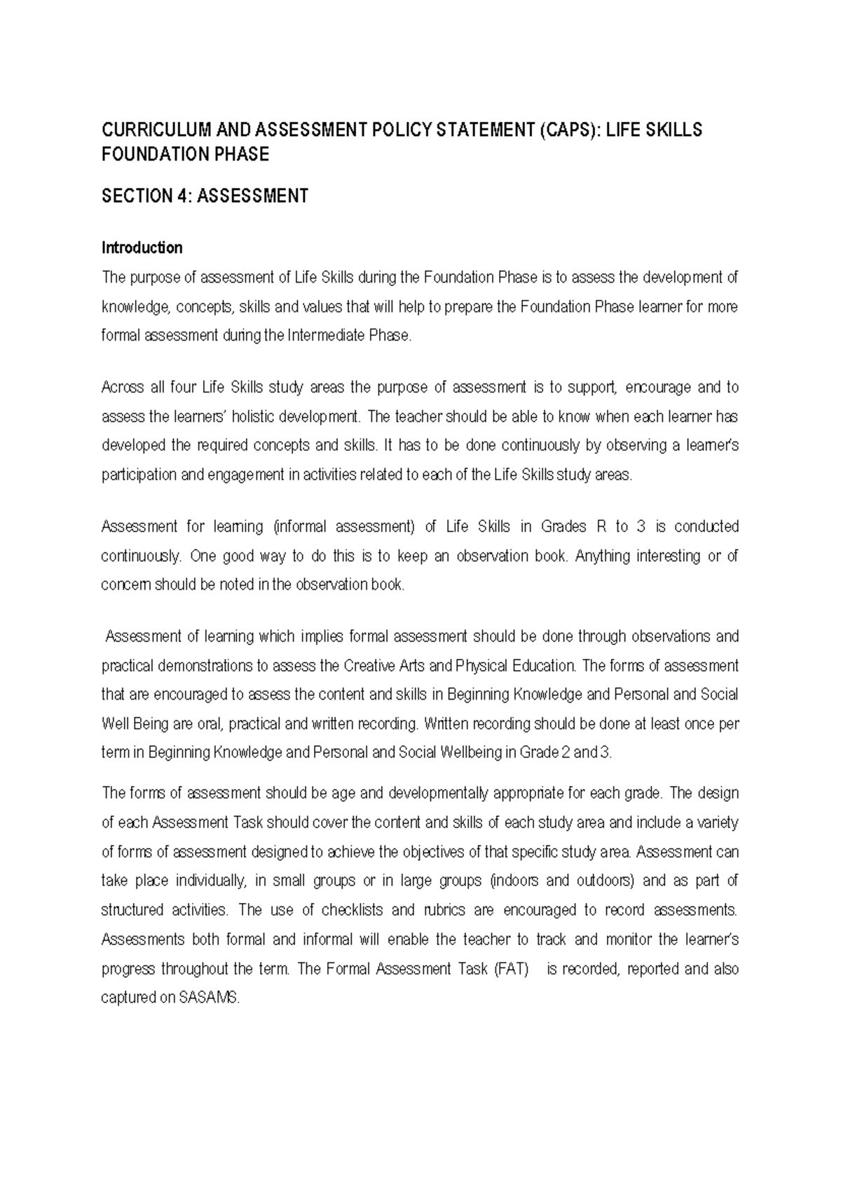 LIFE Skills FP Grades R - 3 Edited - CURRICULUM AND ASSESSMENT POLICY ...