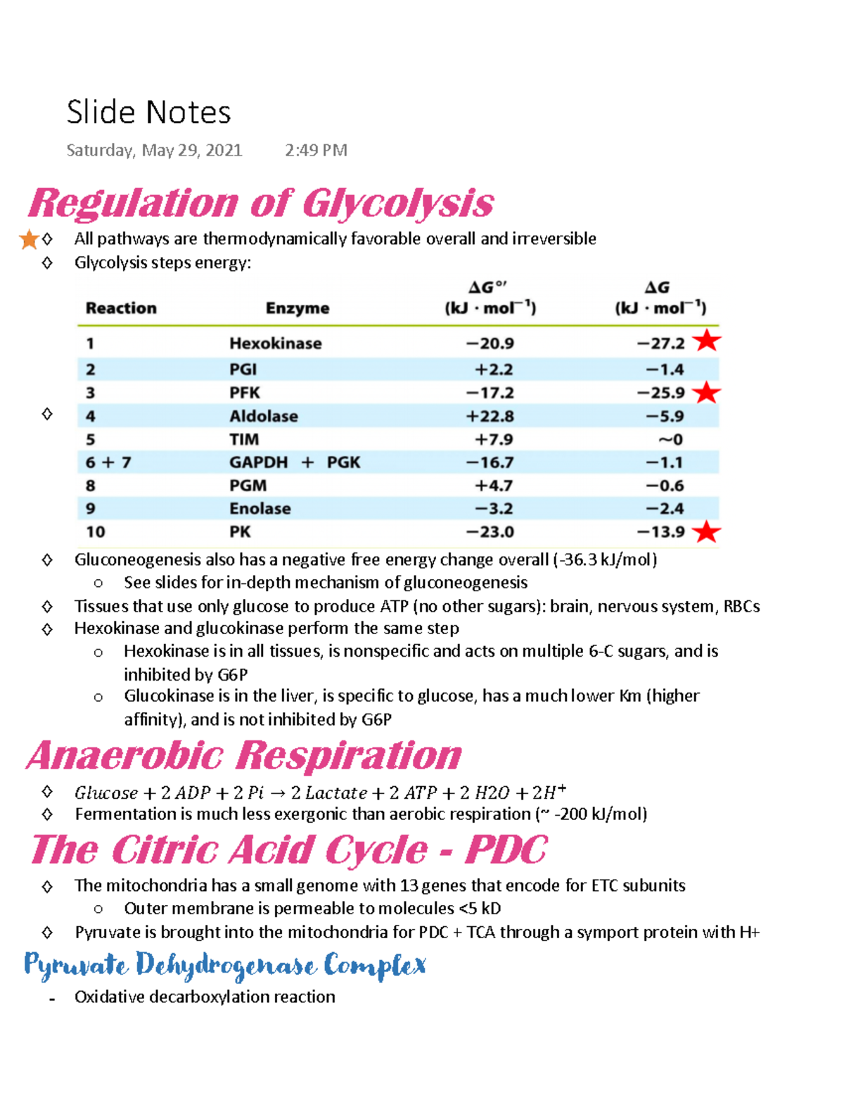 Biochem Cellular Respiration - Lecture notes Week 8 Lecture 1 - 153A ...