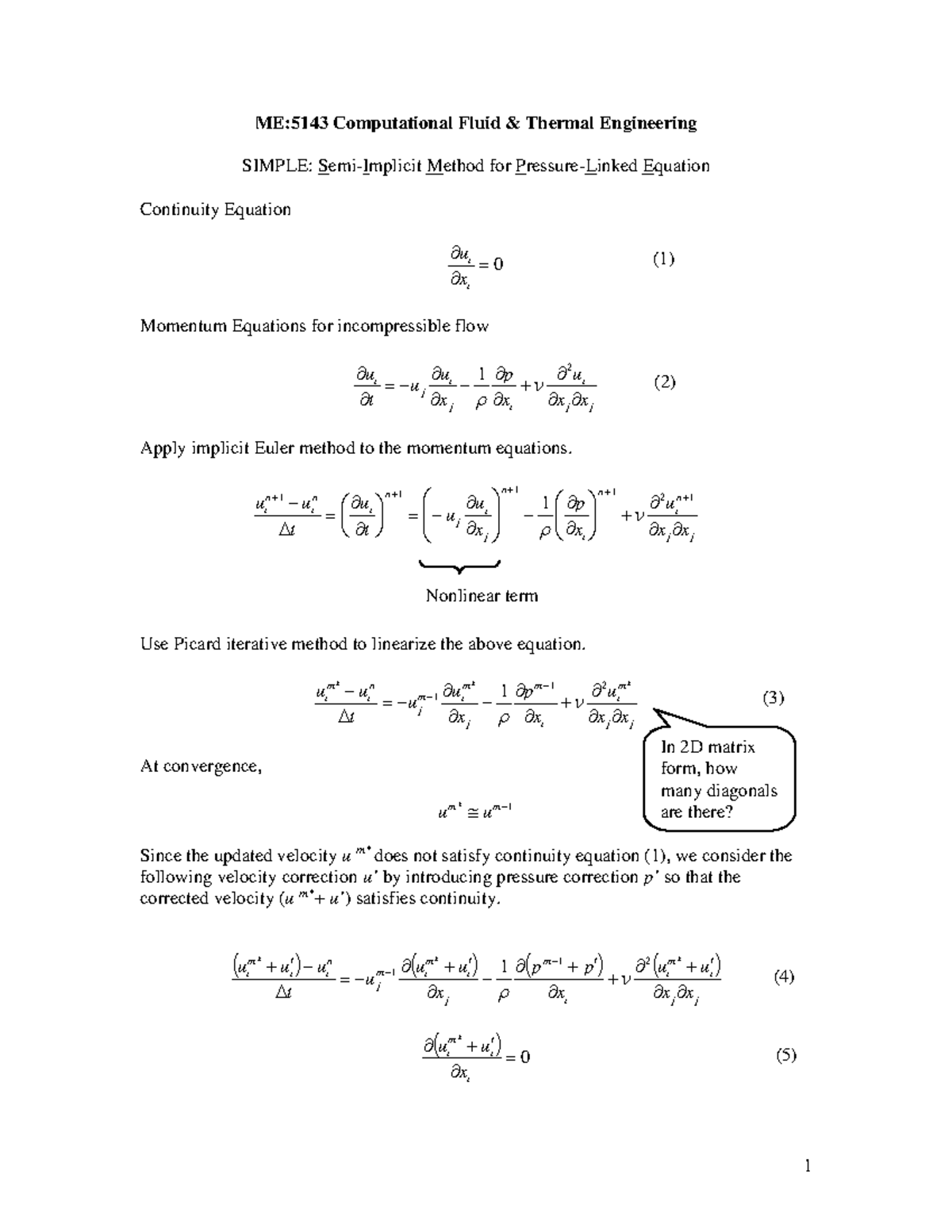 Simple Lecture Notes 1 Me5143 Computational Fluid And Thermal Engineering Simple Semi I 