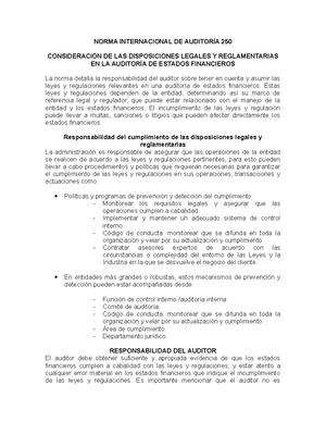 NIA 800 Correcto - RESUMEN - Normas Internacionales de Auditoría I ...