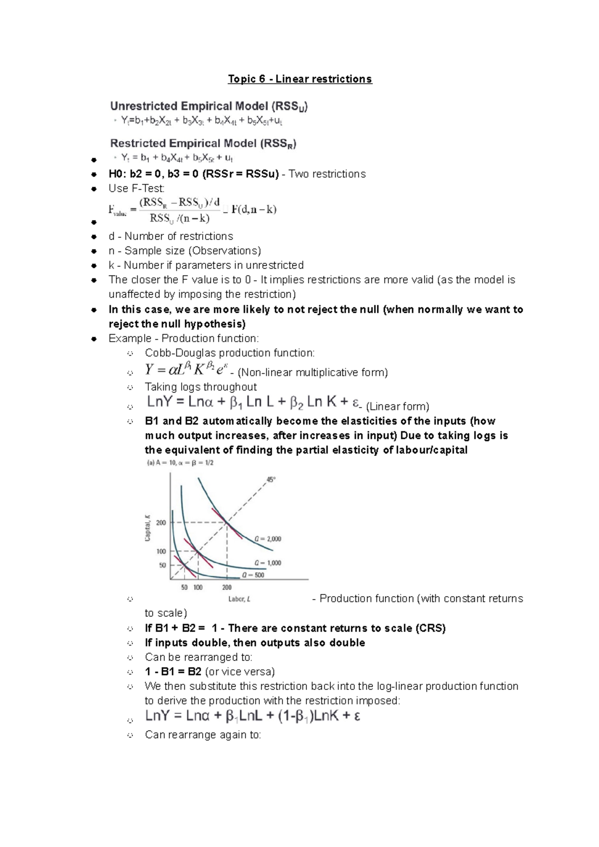 Topic 6 - Linear restrictions - Studocu