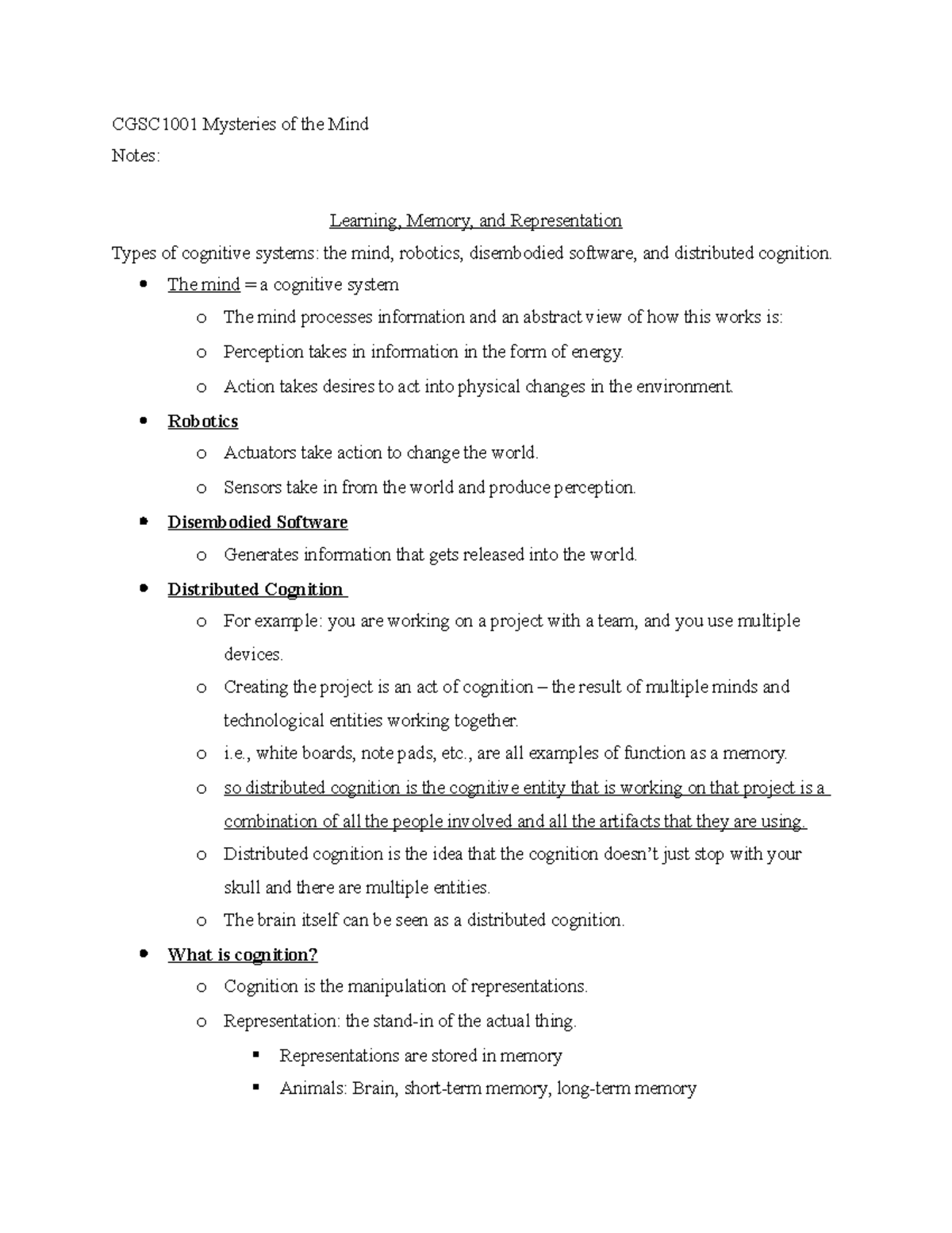 CGSC1001 Mysteries of the Mind - CGSC1001 Mysteries of the Mind Notes ...