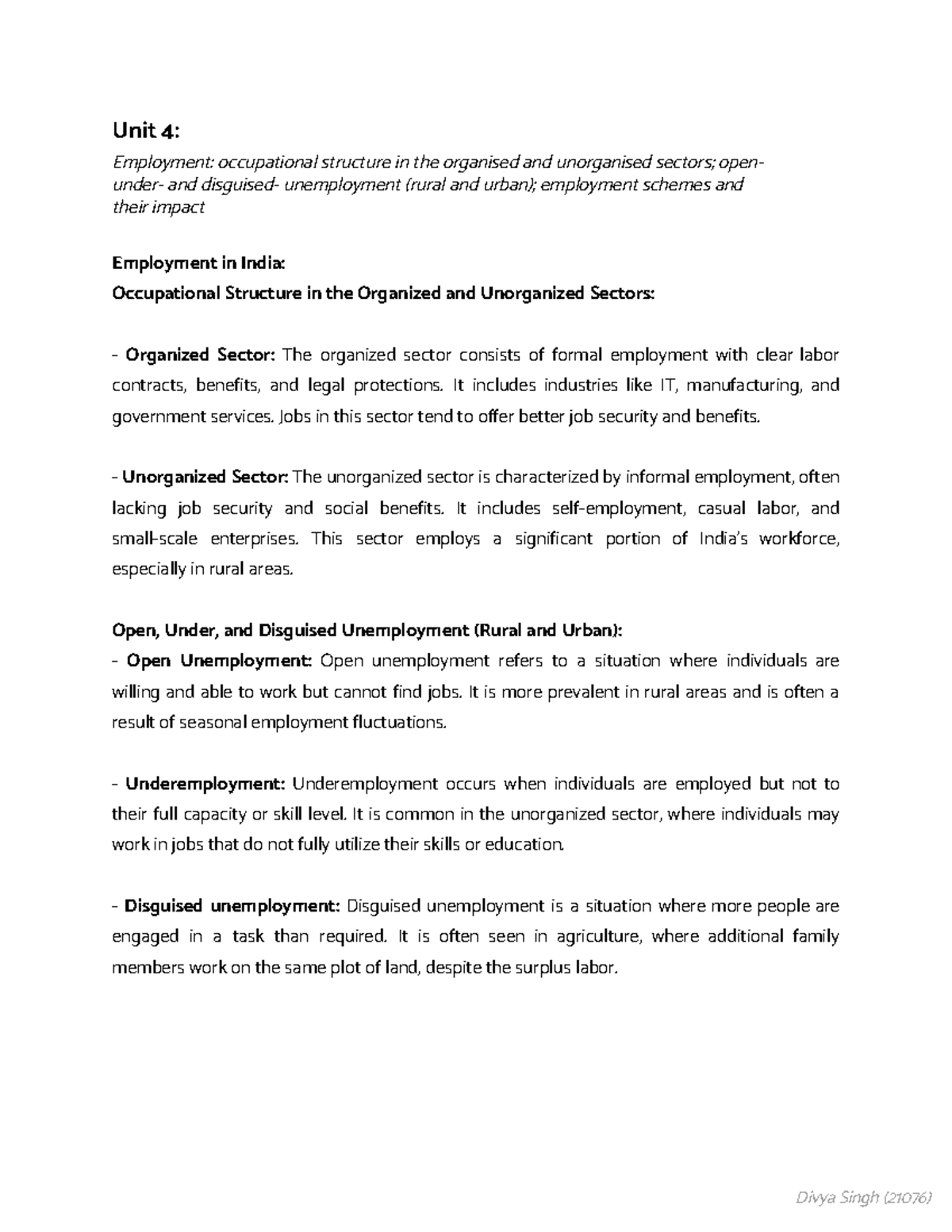 Unit 4 and 5 - Unit 4: Employment: occupational structure in the ...