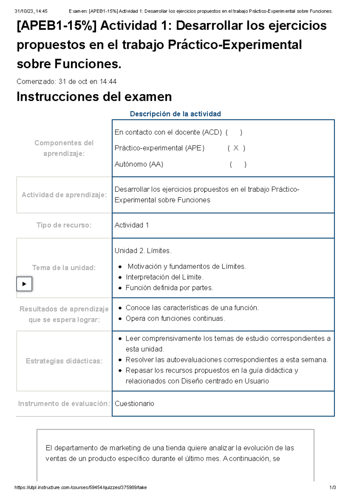 Examen [APEB 1-15%] Actividad 1 Desarrollar los ejercicios propuestos en el trabajo - Studocu