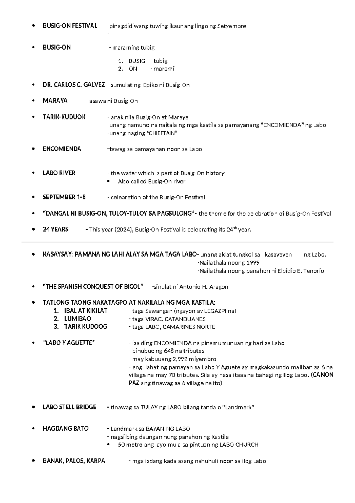 Busig - notes - BUSIG-ON FESTIVAL -pinagdidiwang tuwing ikaunang lingo ...