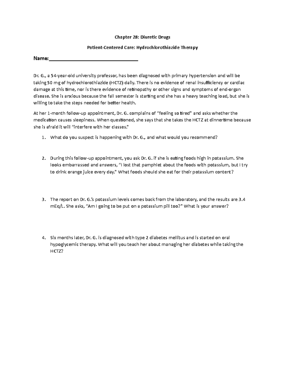 Pharm Chapter 28 Diuretic Drugs Activity Spr 23 - Chapter 28: Diuretic ...