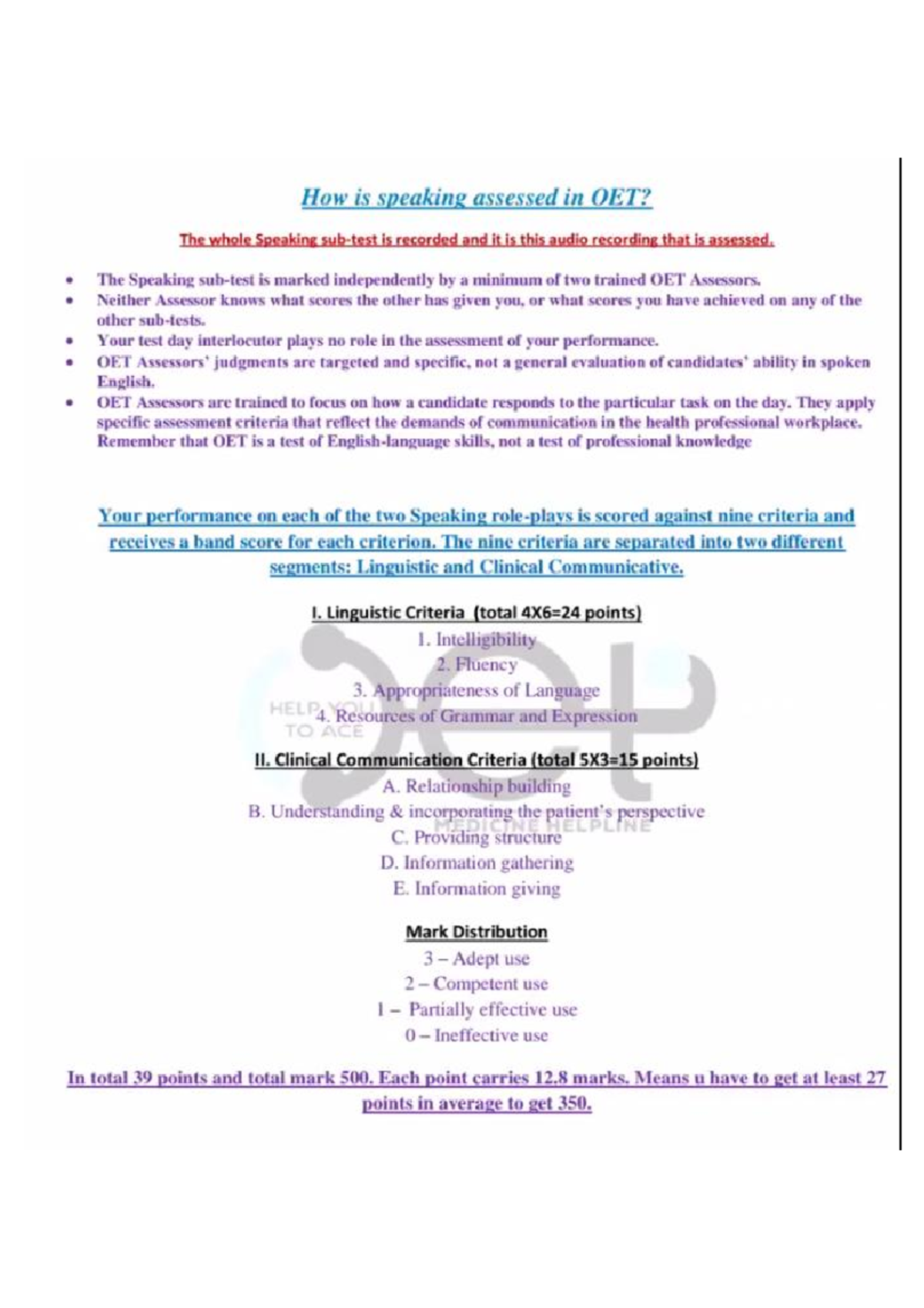 Speaking session 1 - PDF for OET - Studocu