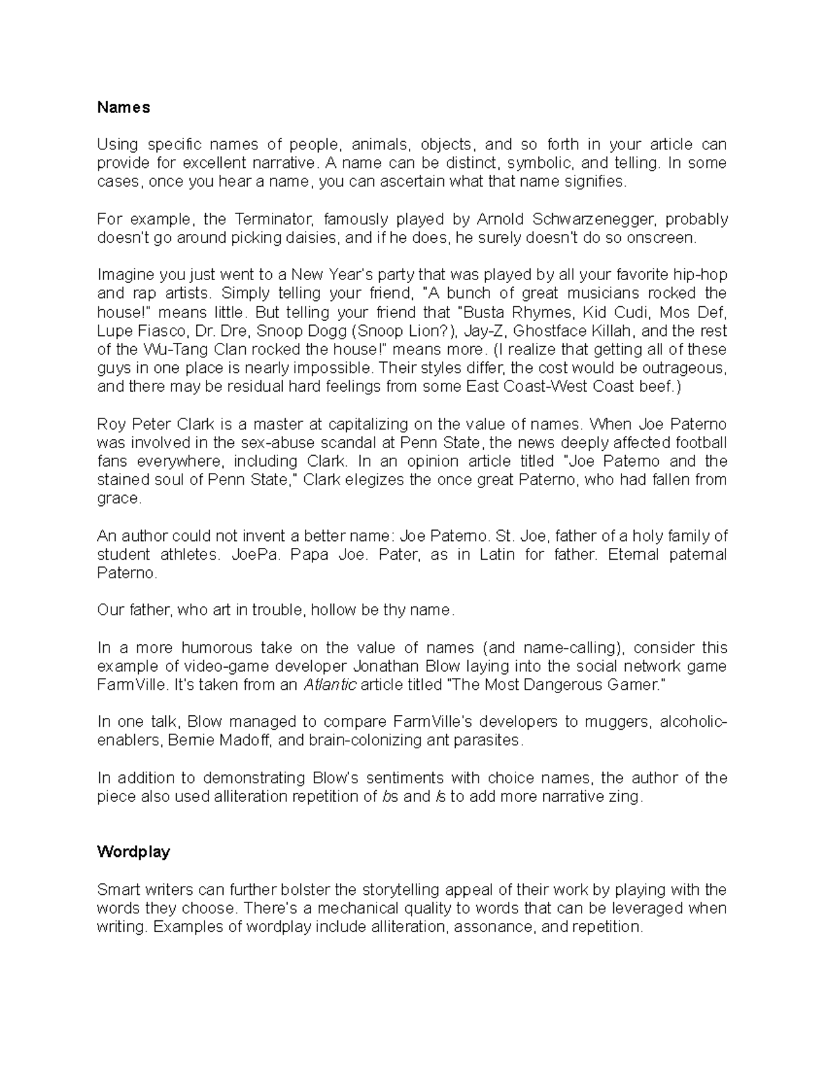 Names - Names Using specific names of people, animals, objects, and so ...