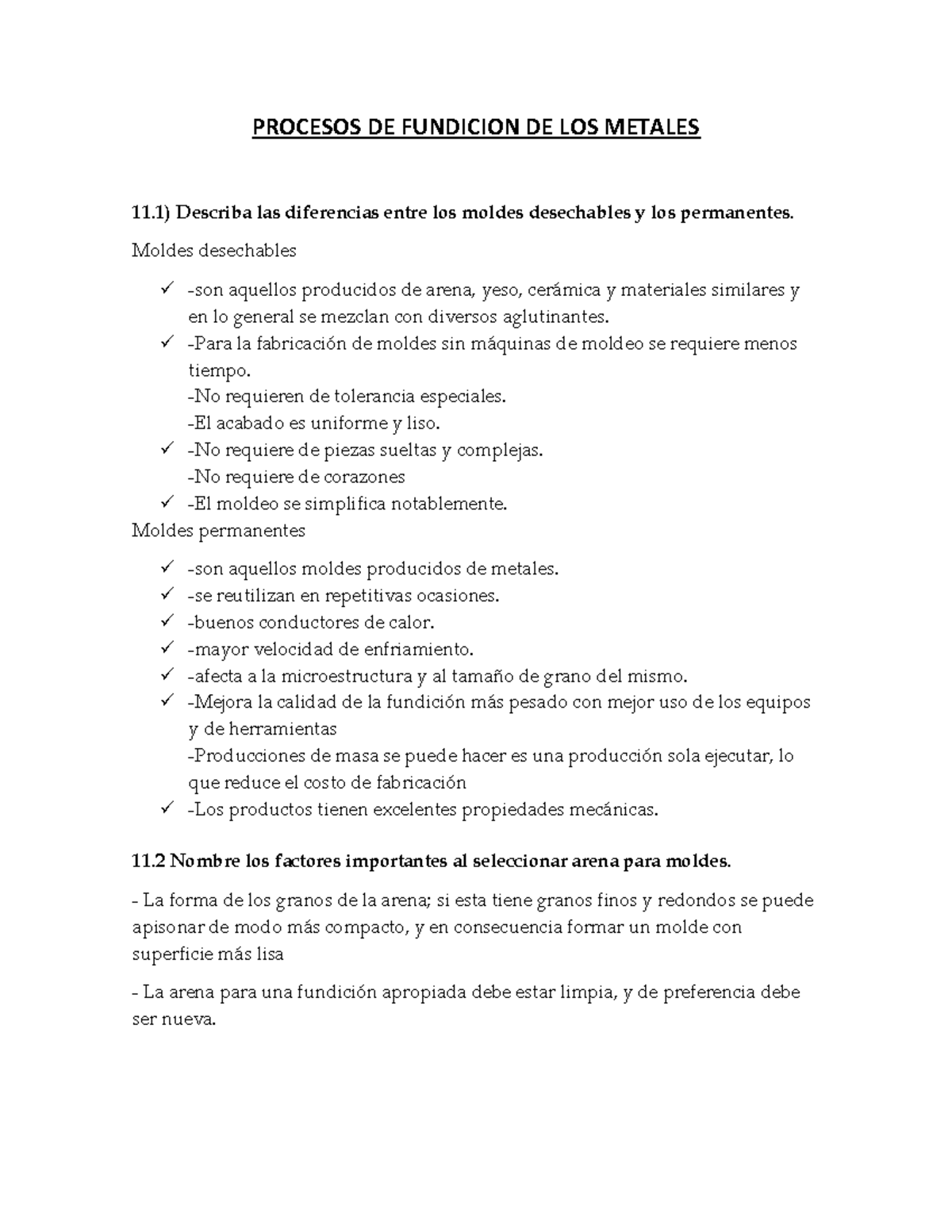 Cuestionario TEMA 11 Manufactura Kalpakjian - Warning: TT: undefined function: 32 PROCESOS DE ...