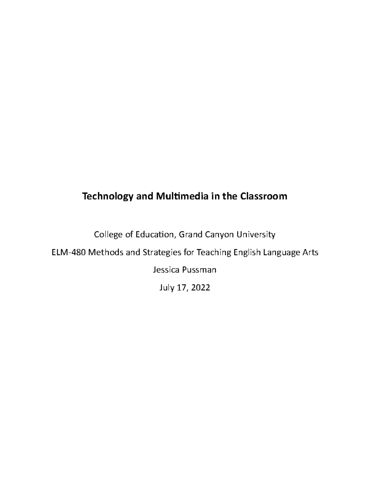 Technology and Multimedia in the Classroom Table - Technology and ...