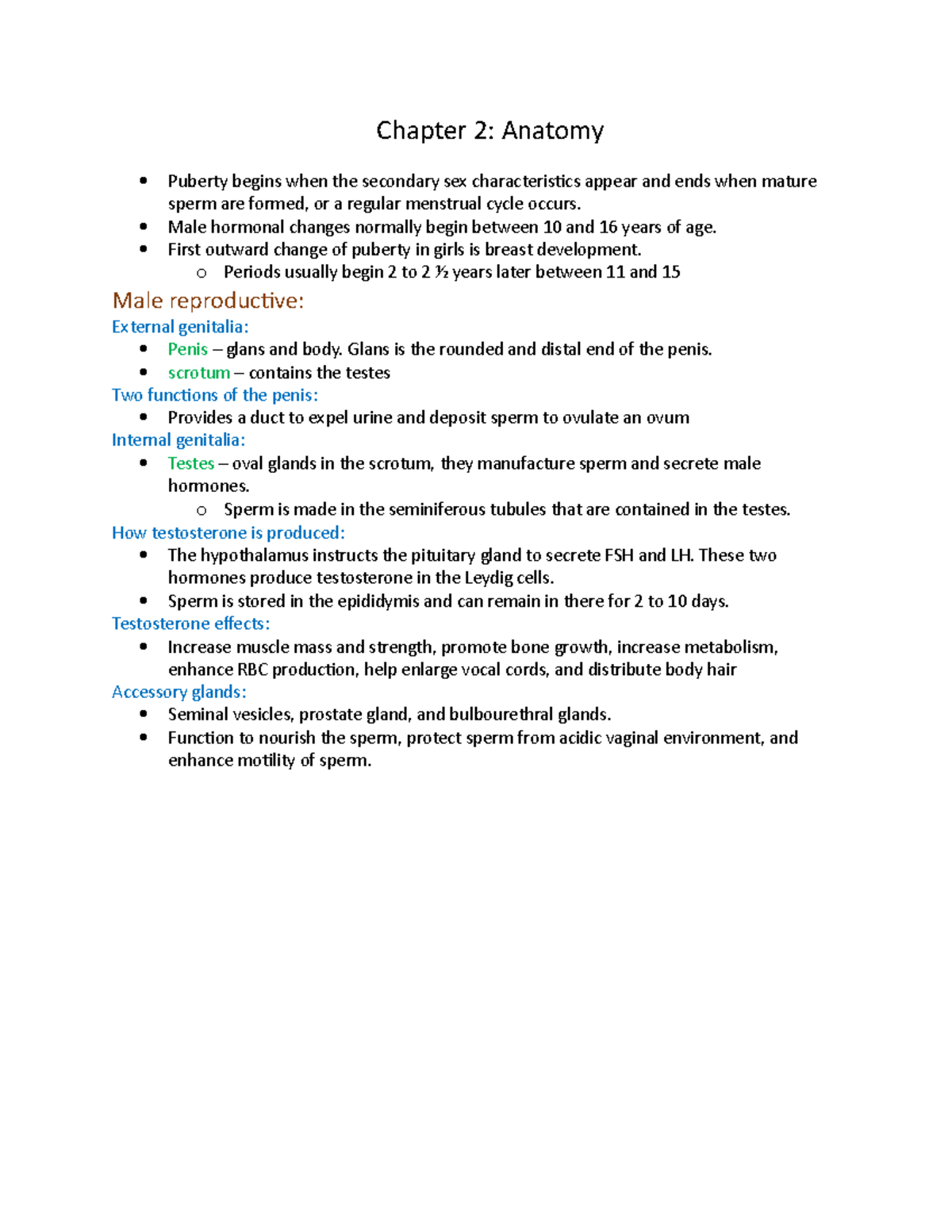 OBGYN Chapter 2 AAA - Chapter 2: Anatomy Puberty begins when the ...