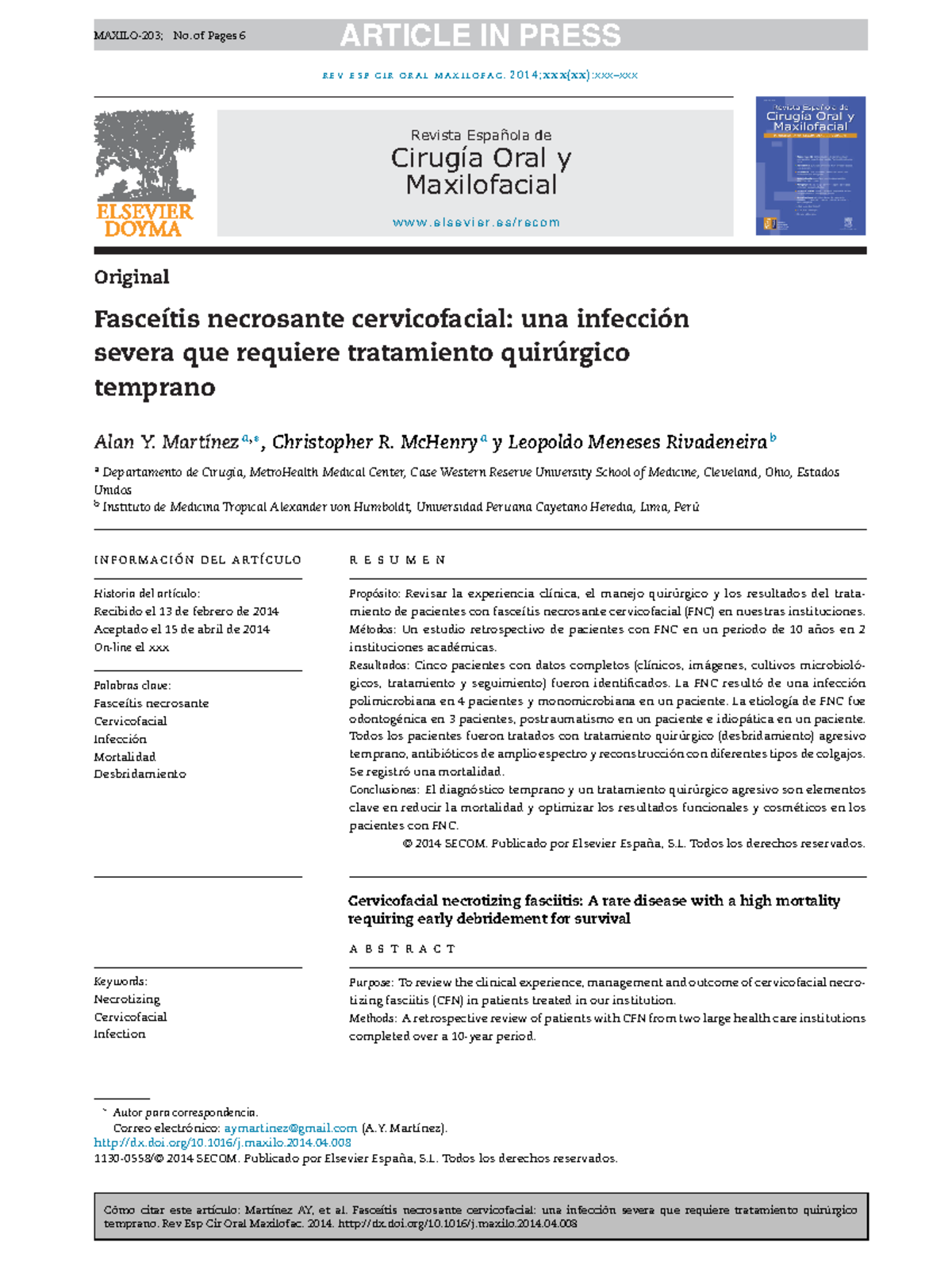 Fasce tis necrosante cervicofacial una infecci n severa que requiere tratamiento quir rgico ...