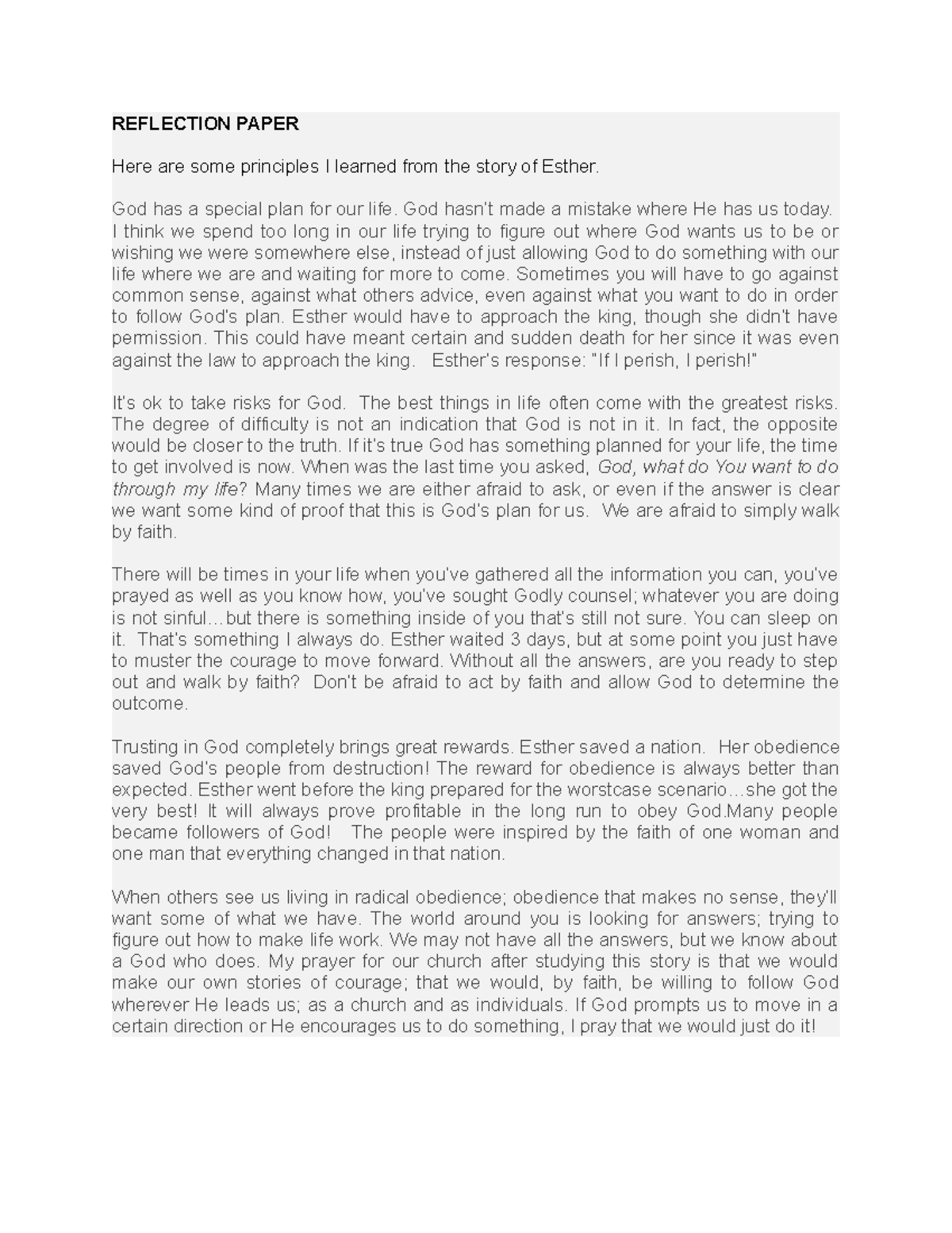 Reflection Paper - n/a - REFLECTION PAPER Here are some principles I ...