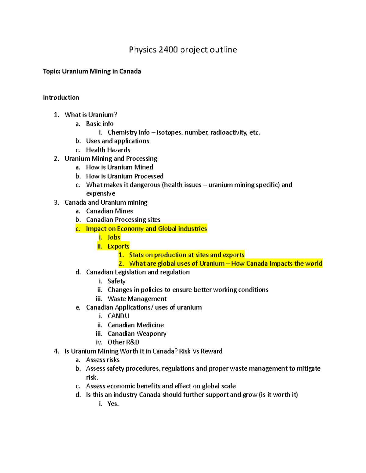 Physics 2400 project outline - Physics 2400 project outline Topic ...