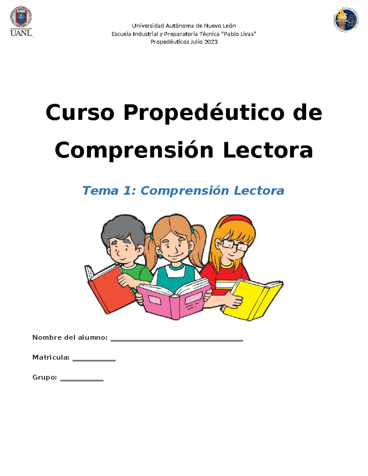 Tema 1 - Comprensión Lectora - actividades - Escuela Industrial y ...